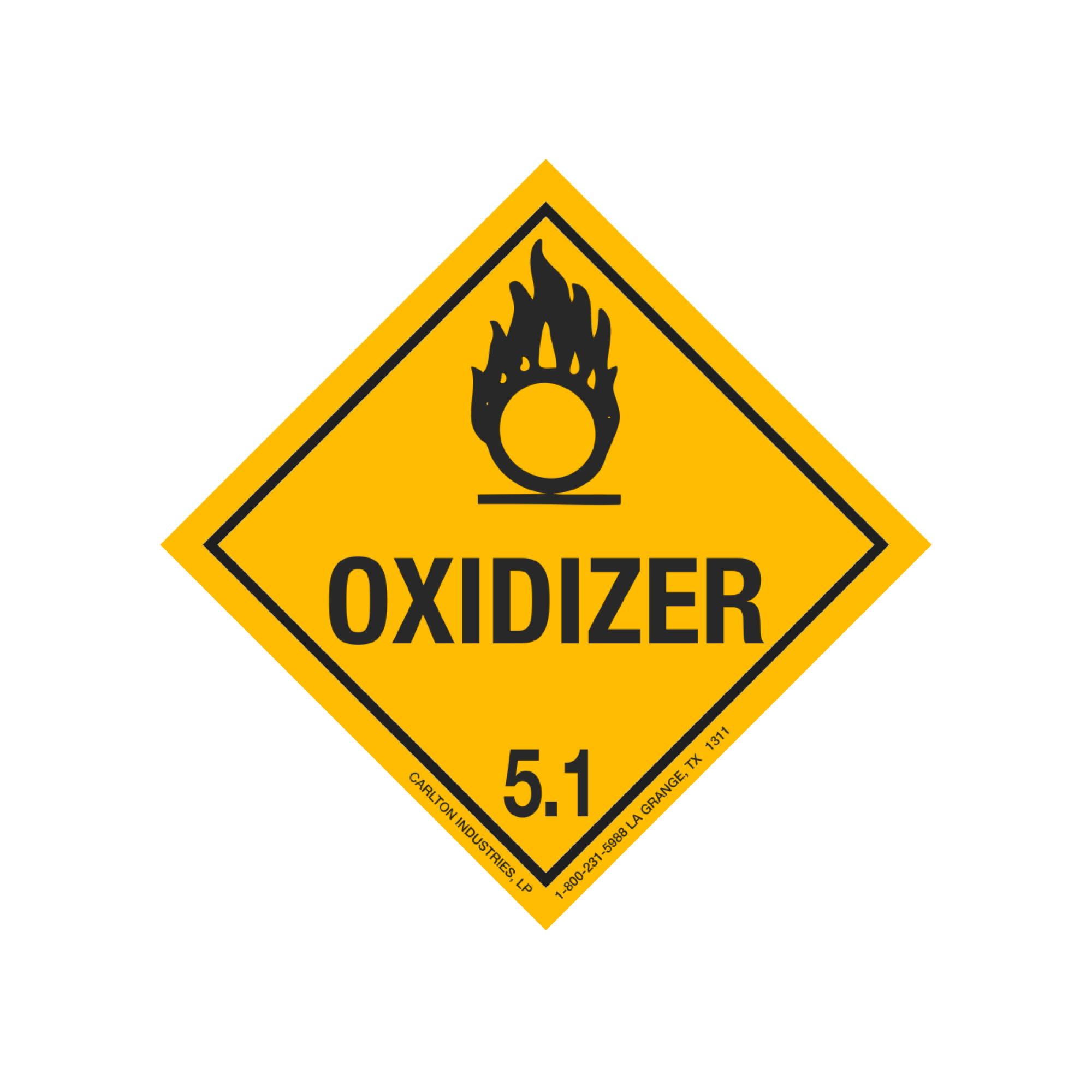 Hazardous Shipping Label - Class 5.1 Oxidizer | Carlton Industries