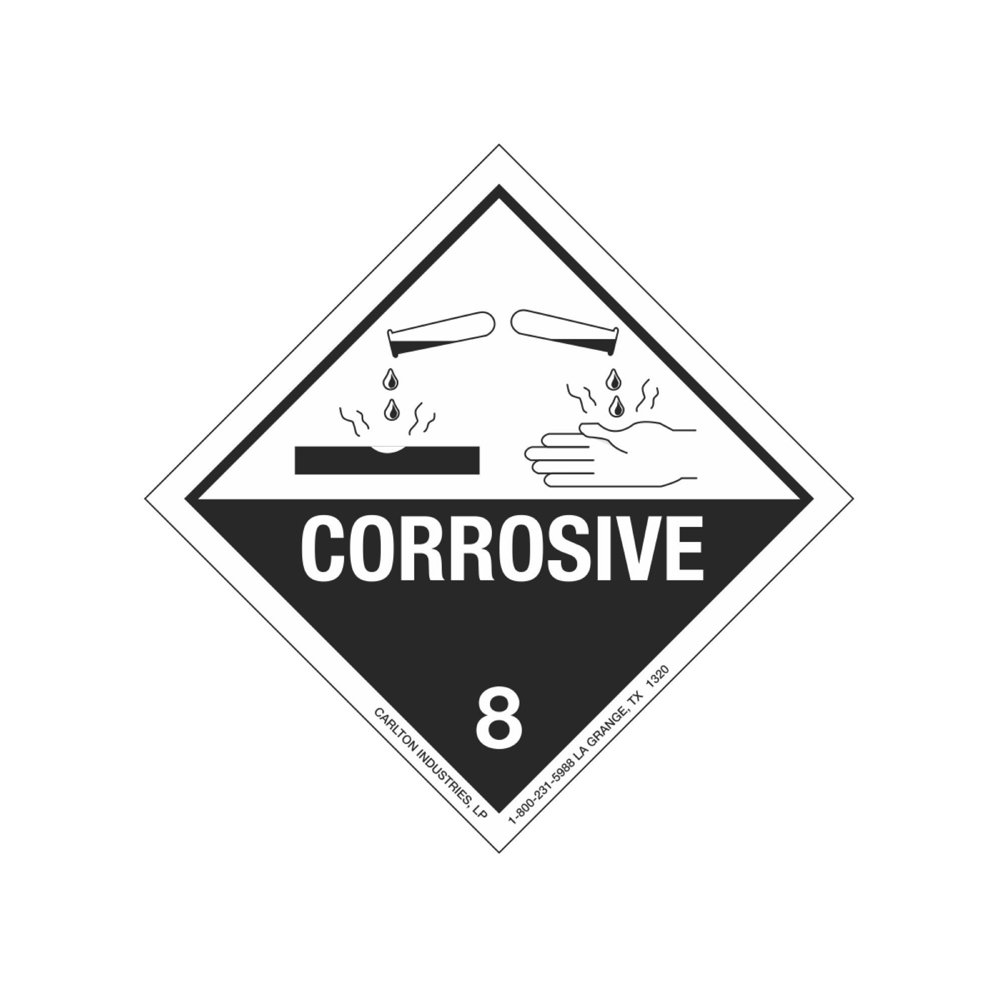 Hazardous Shipping Label - Class 8 Corrosive | Carlton Industries