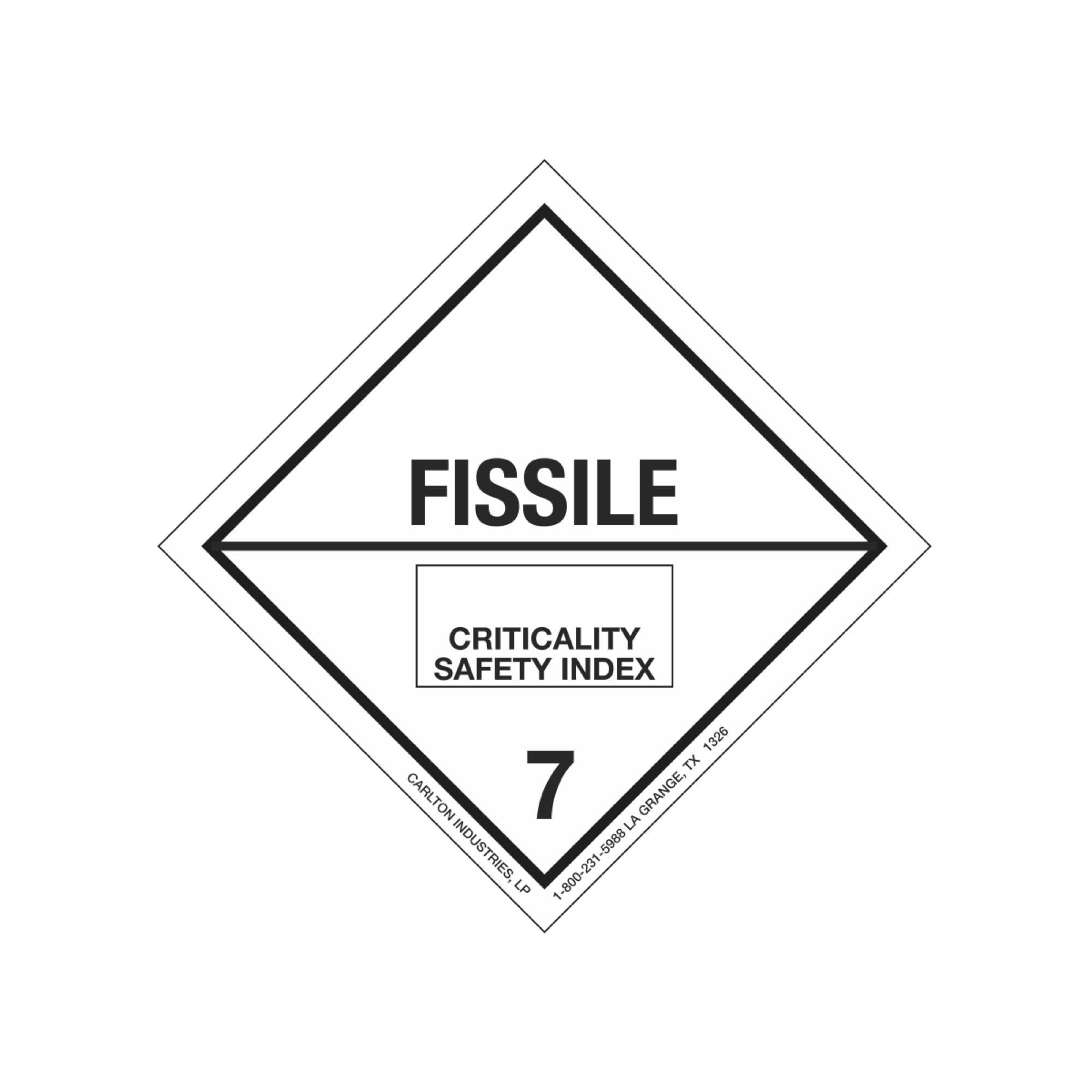 Hazardous Shipping Label - Class 7 Fissile | Carlton Industries