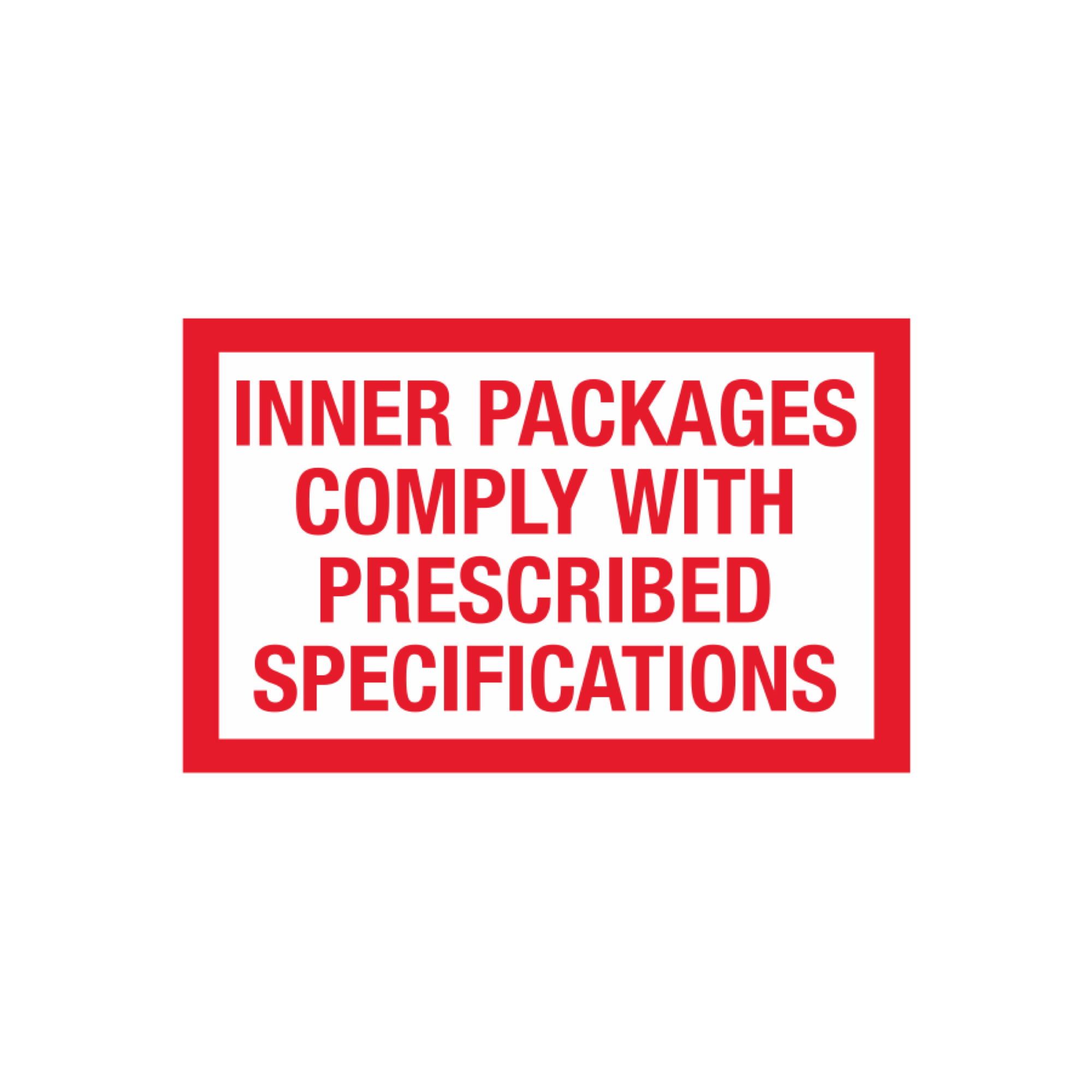 Inner Packages Comply With Prescribed Specs Label
