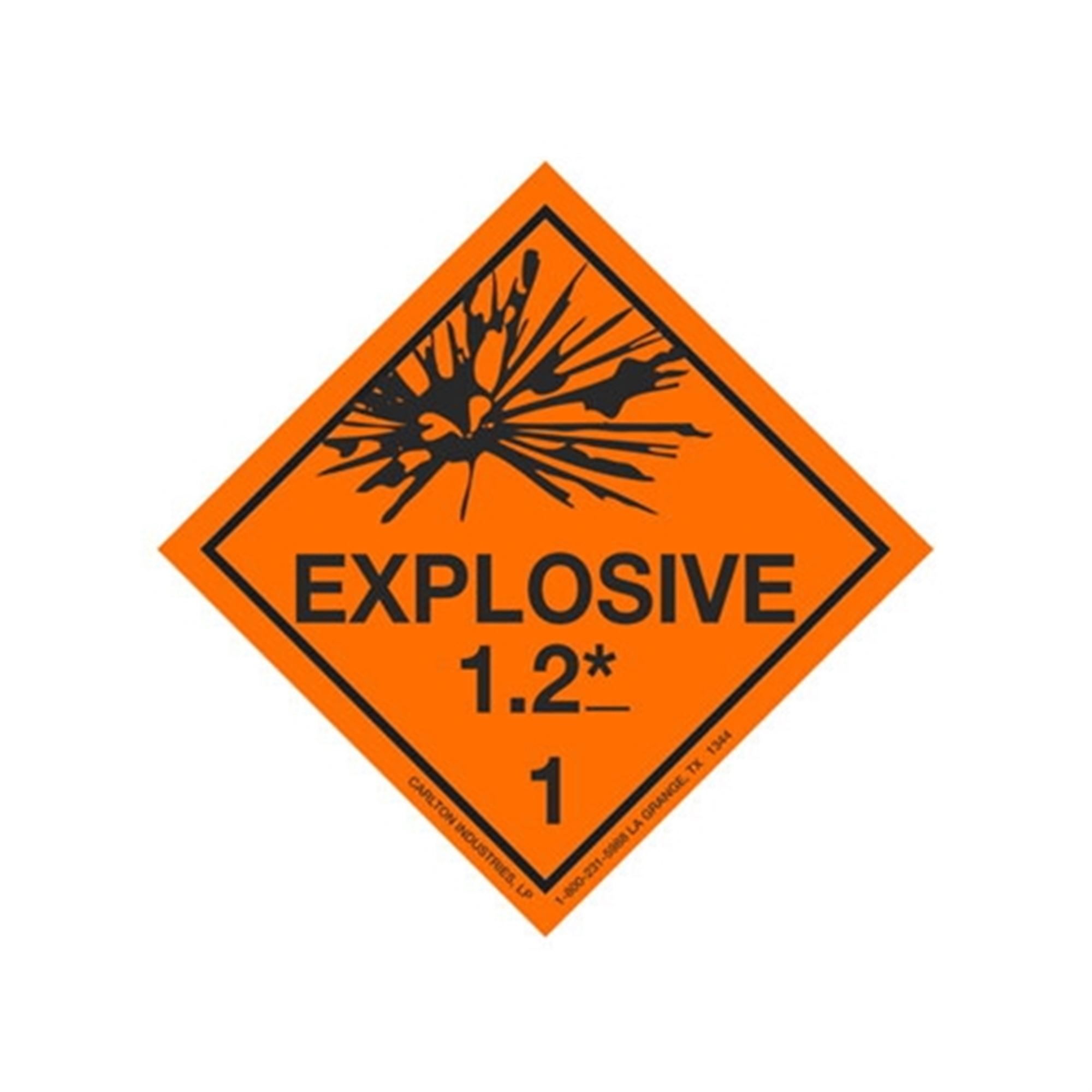 Hazardous Shipping Label - Class 1 Explosive 1.2 | Carlton Industries