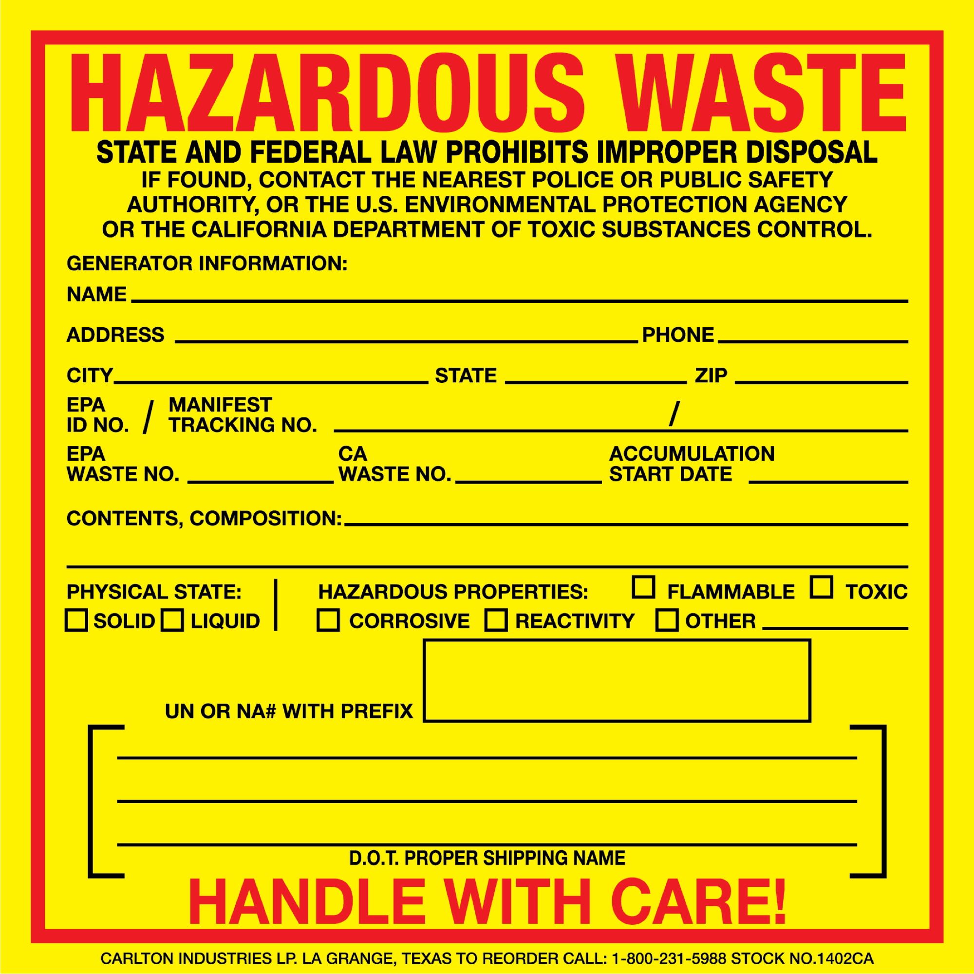 Exterior HazMat Decals Hazardous Waste California State Regulated 6 X 6 Exterior HazMat Decals Hazardous Waste California State Regulated 6 X 6
