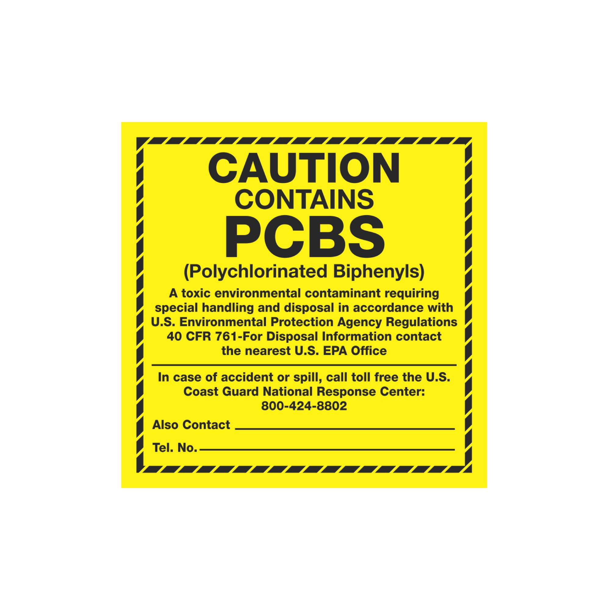 PCB Decals - Caution Contains PCBs | Carlton Industries