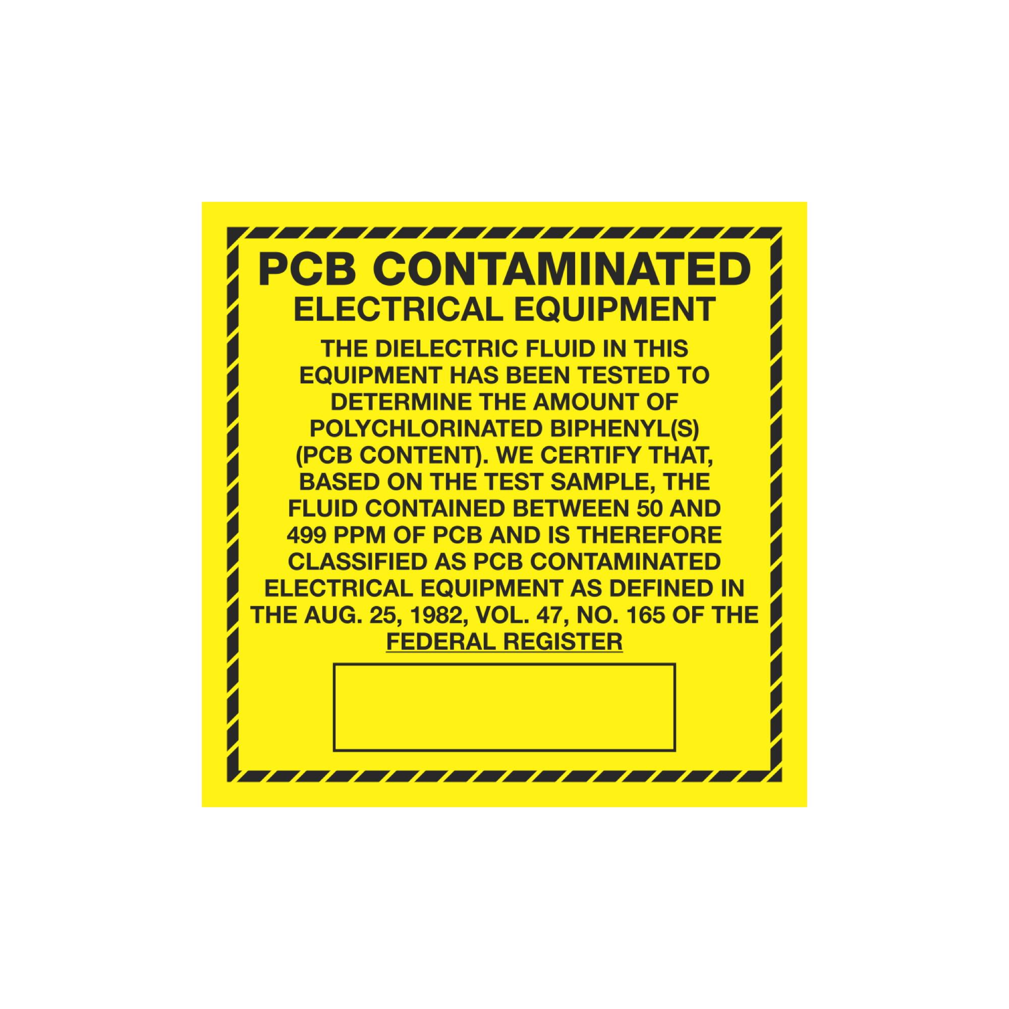 PCB Decal Contaminated Electrical Equipment 6 x 6 | Carlton Industries