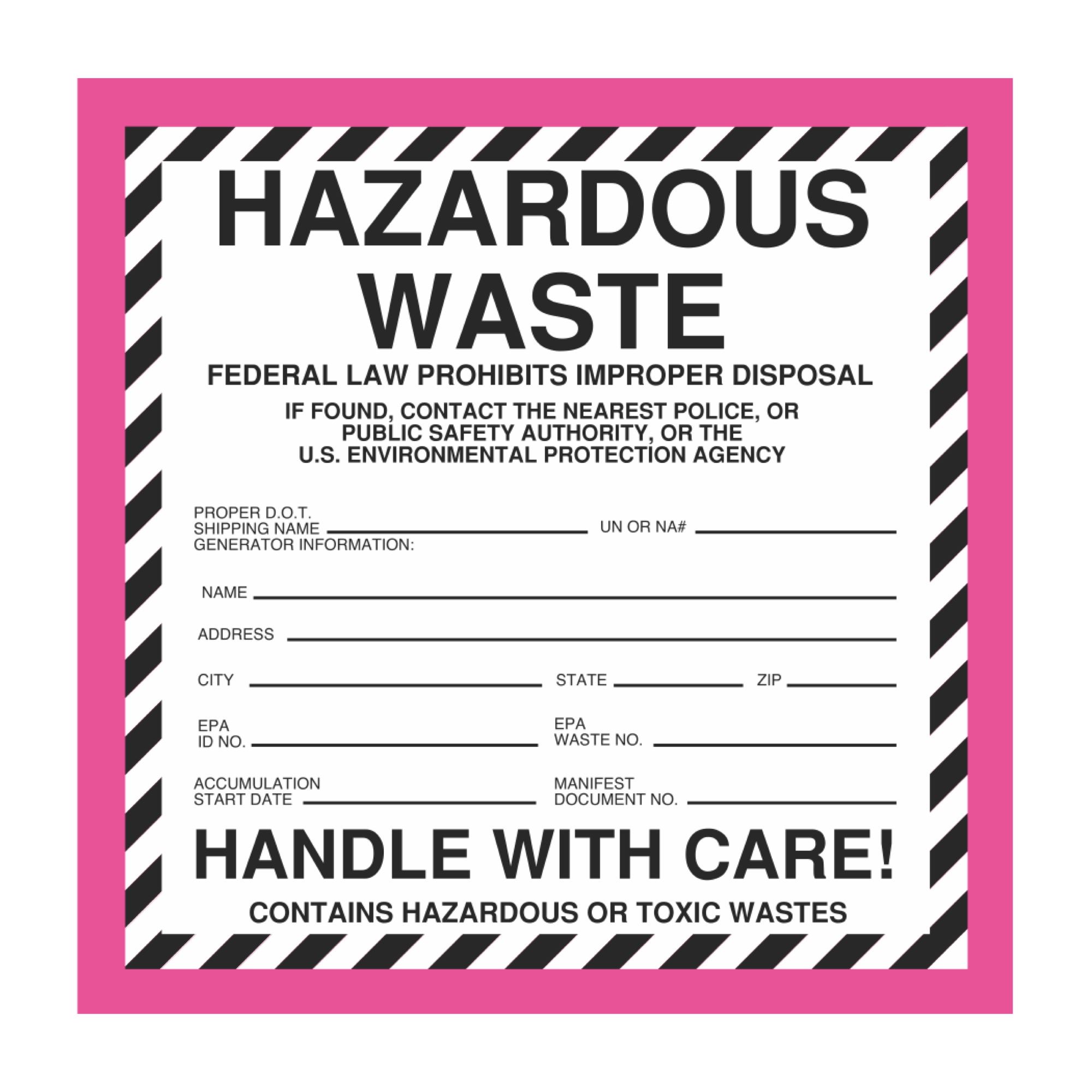 Custom Color Coded HazMat Labels - Pink 6 x 6 | Carlton Industries