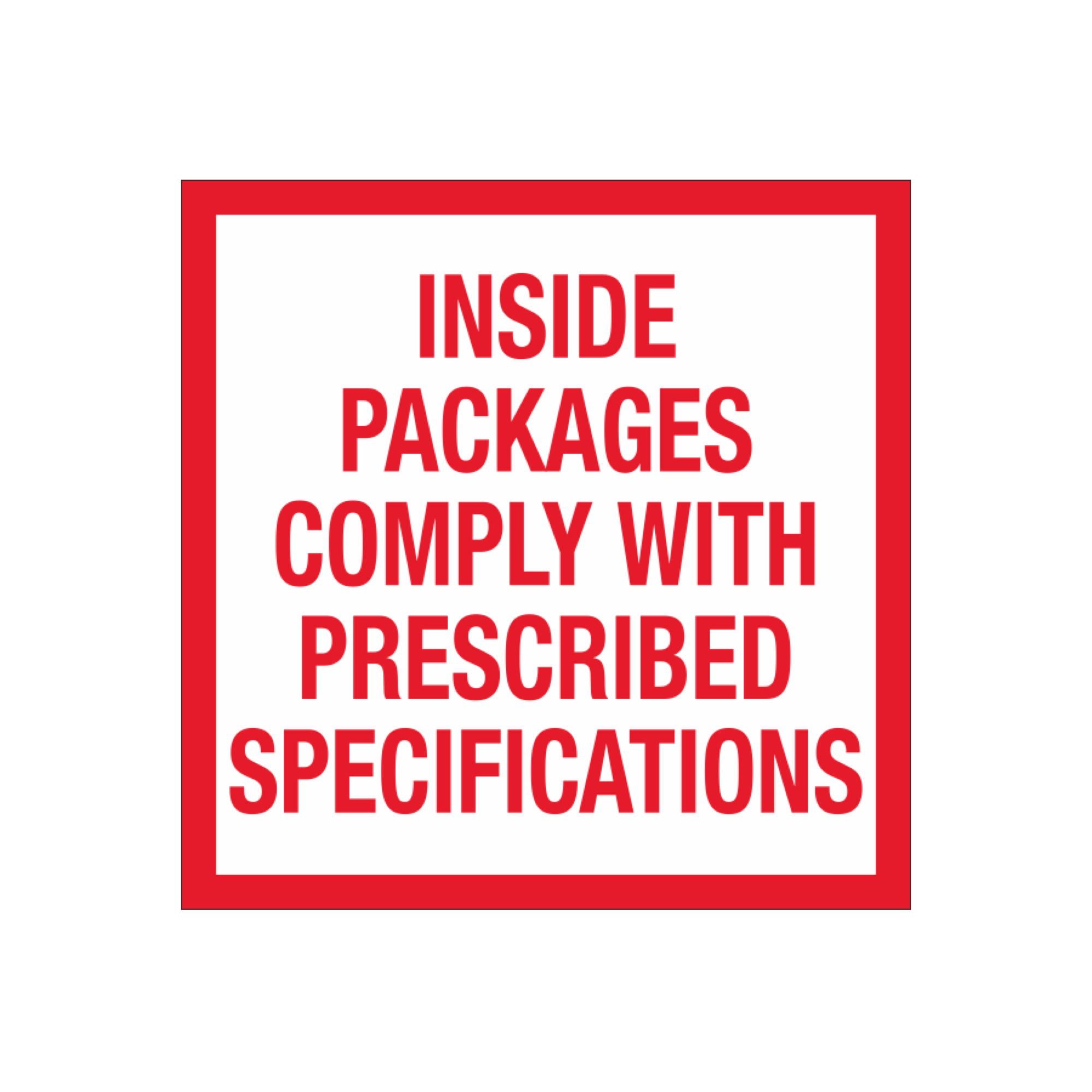 Inside Packages Comply With Prescribed Specifications - 4 x 4