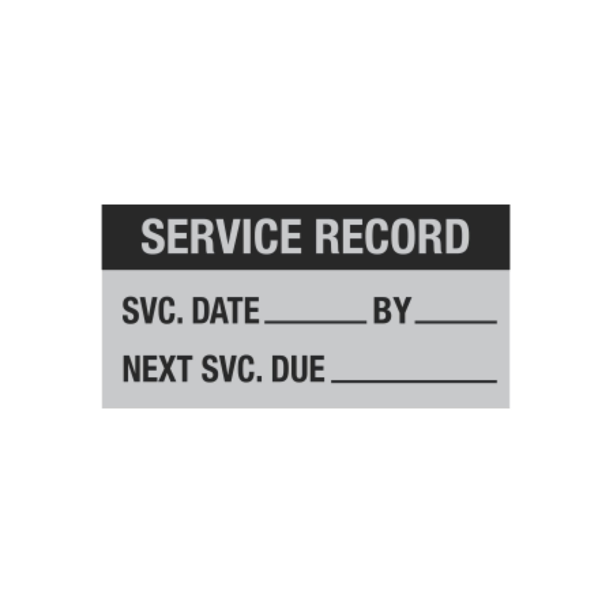 All Weather Calibration Decals (Maintenance) - Service Record Svc. Date ...