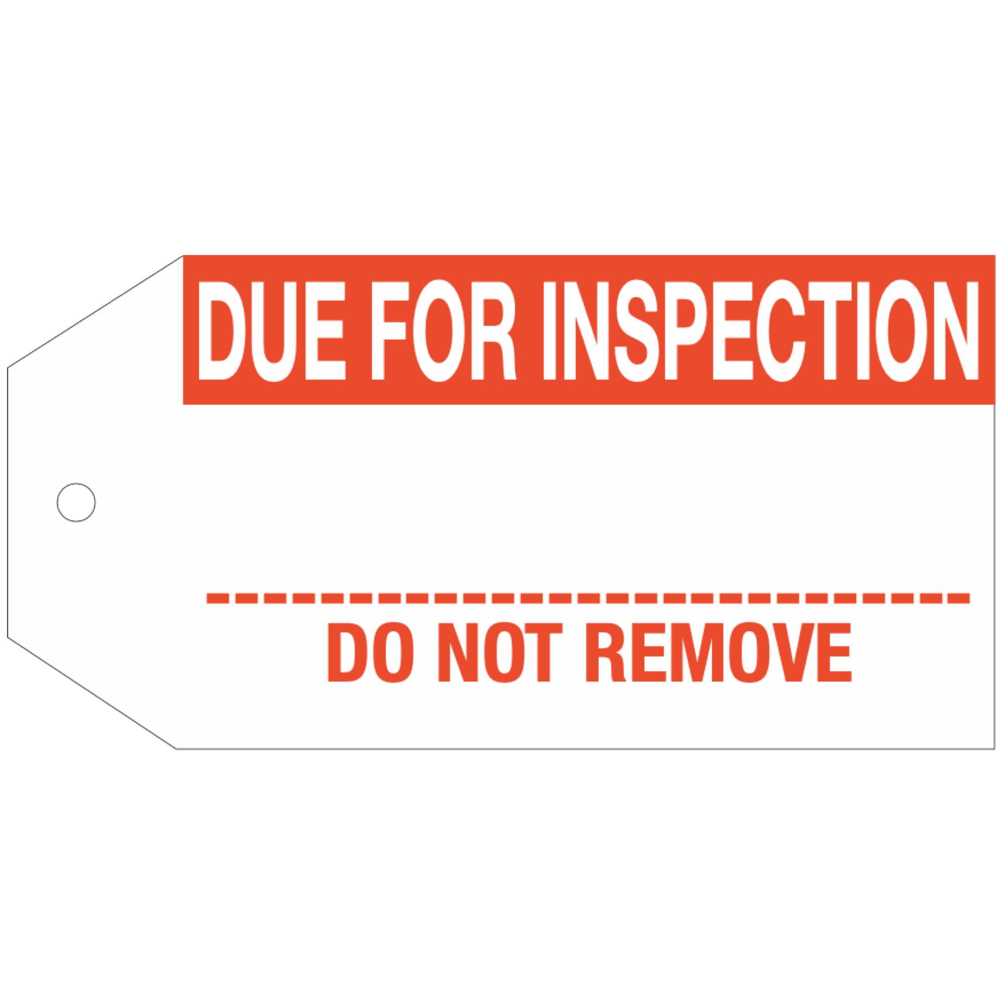Stock Instruction Tags - Due For Inspection 2 7/8 Inch x 5 3/4 Inch