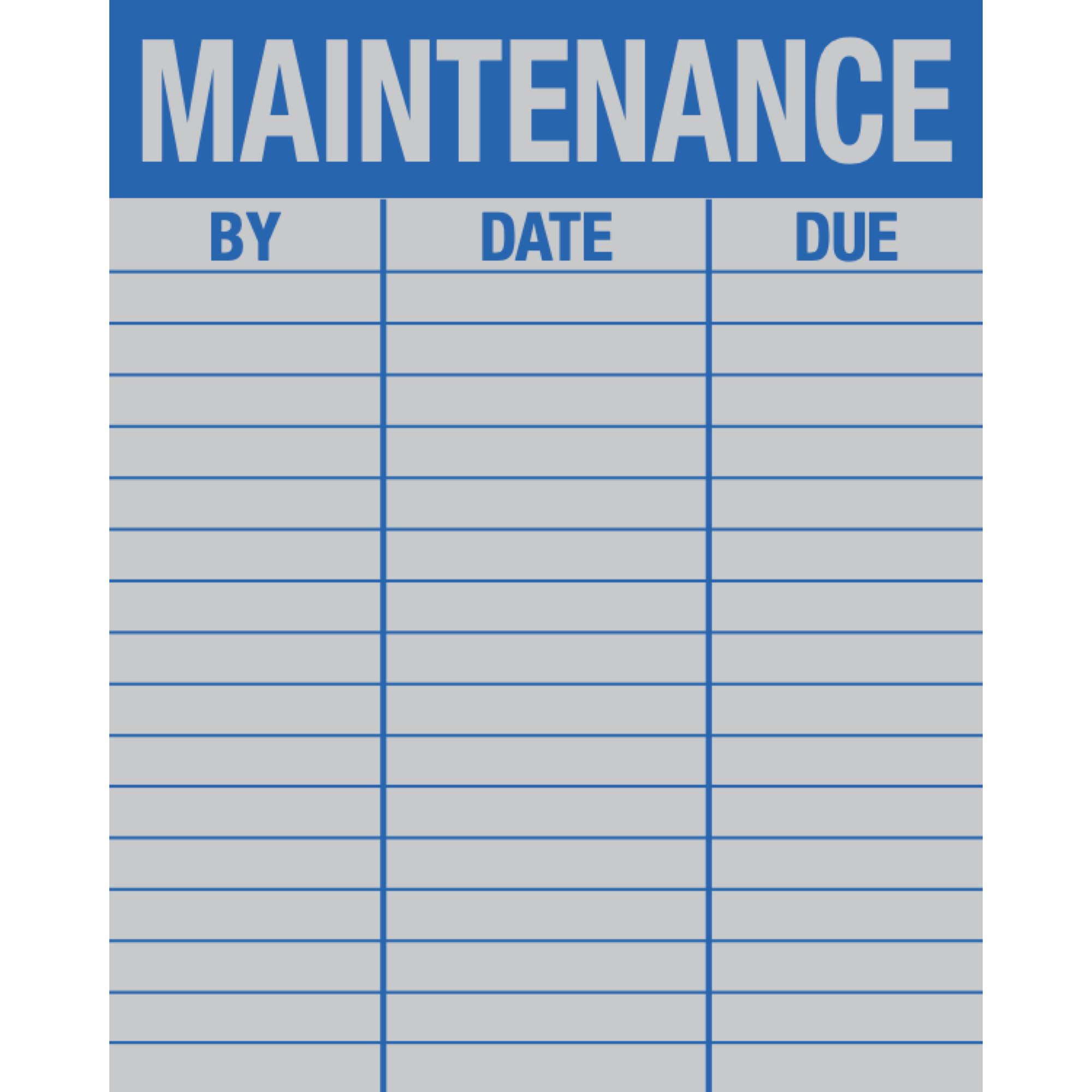 Service Record Decals - Maintenance By/Date/Due | Carlton Industries