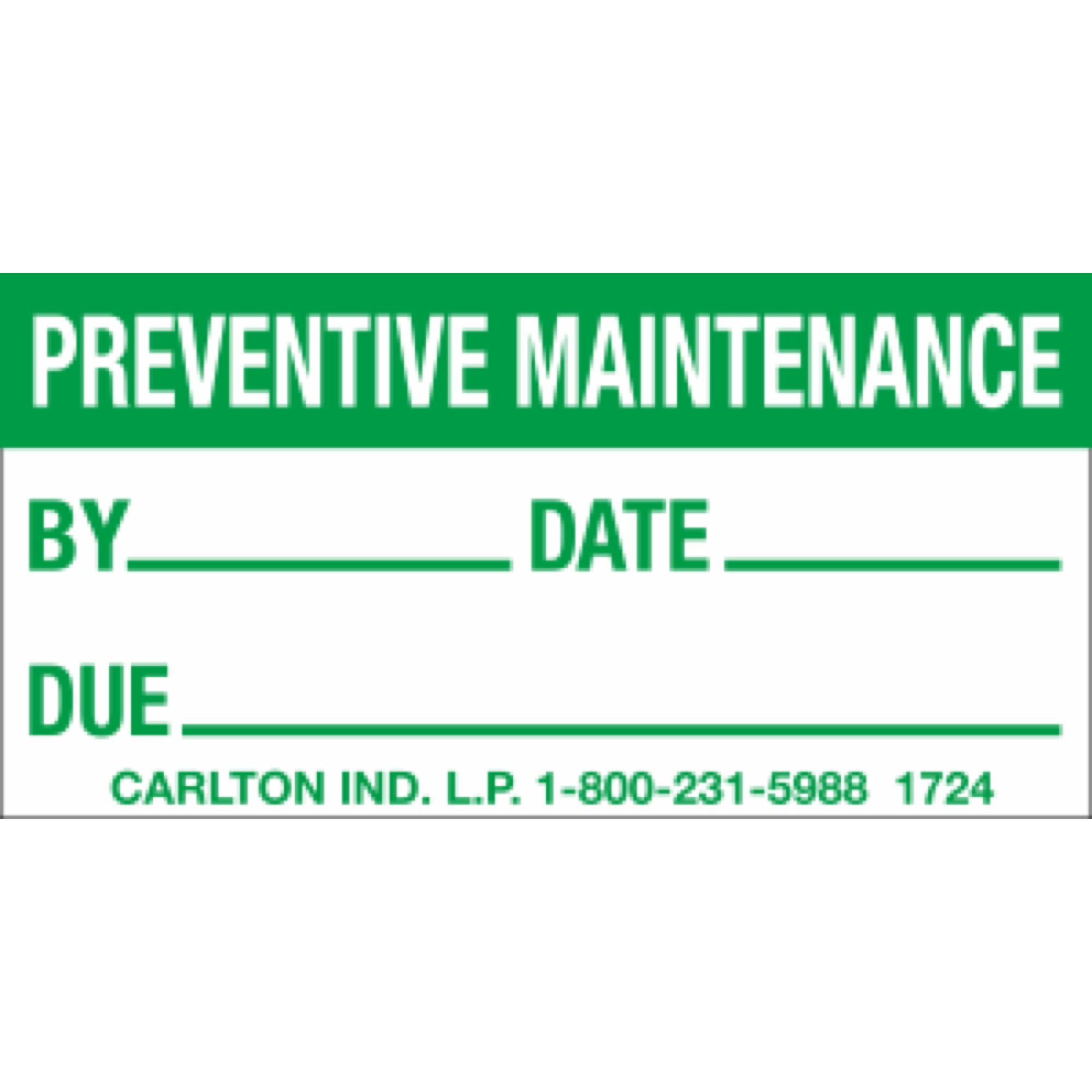 Preventative Maintenance - Write-On Decal | Carlton Industries