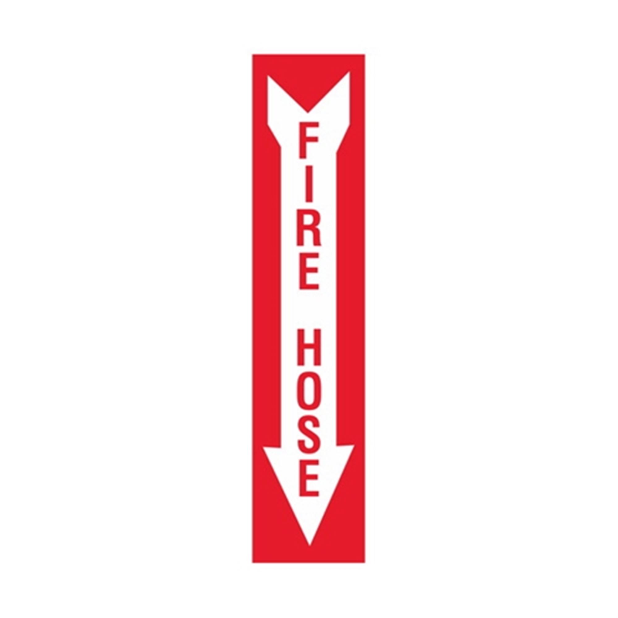 Fire Hose (White Graphic Arrow Down) - Vinyl Decal 4 x 18