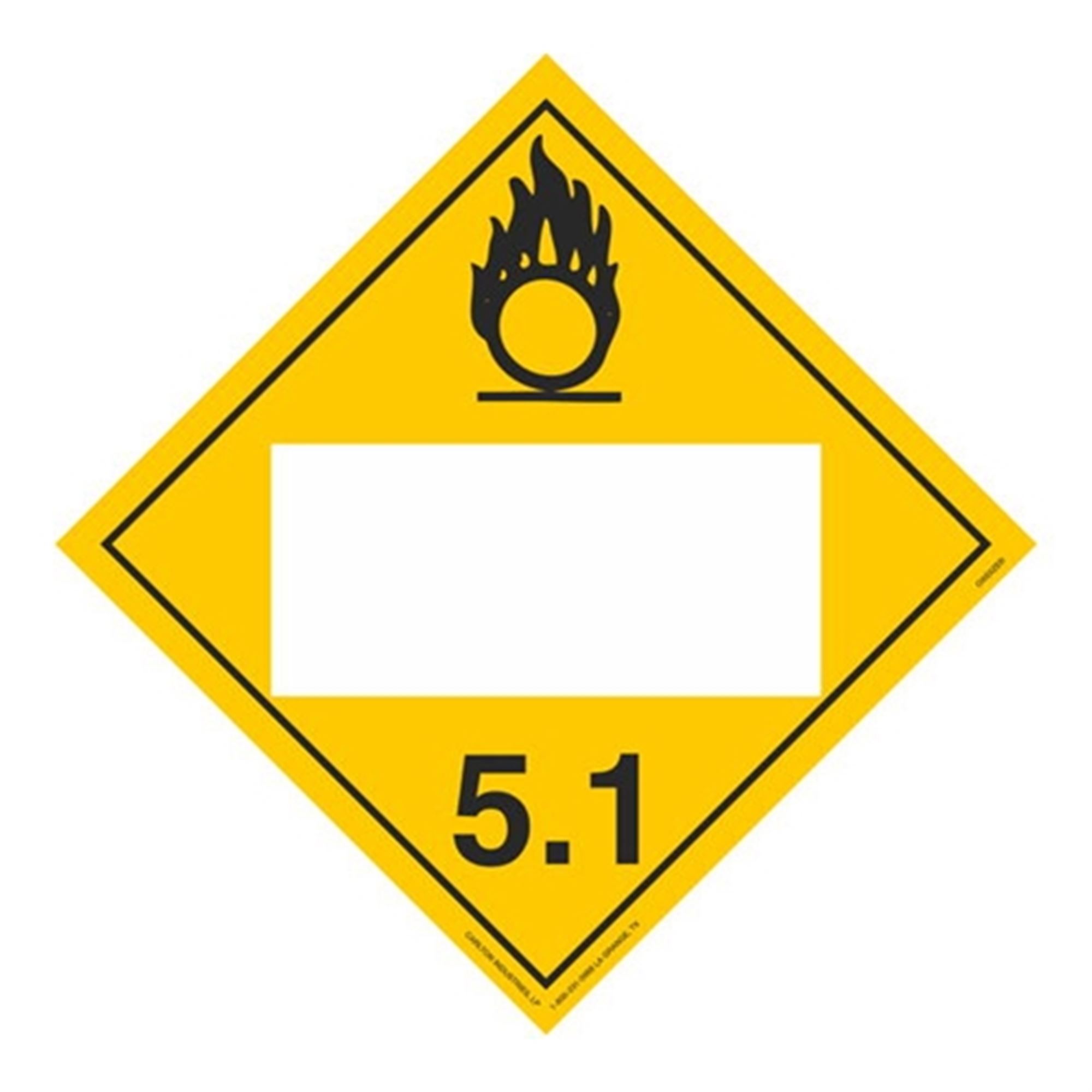 Class 5 - Oxidizer Blank - Adhesive 10 3/4 x 10 3/4