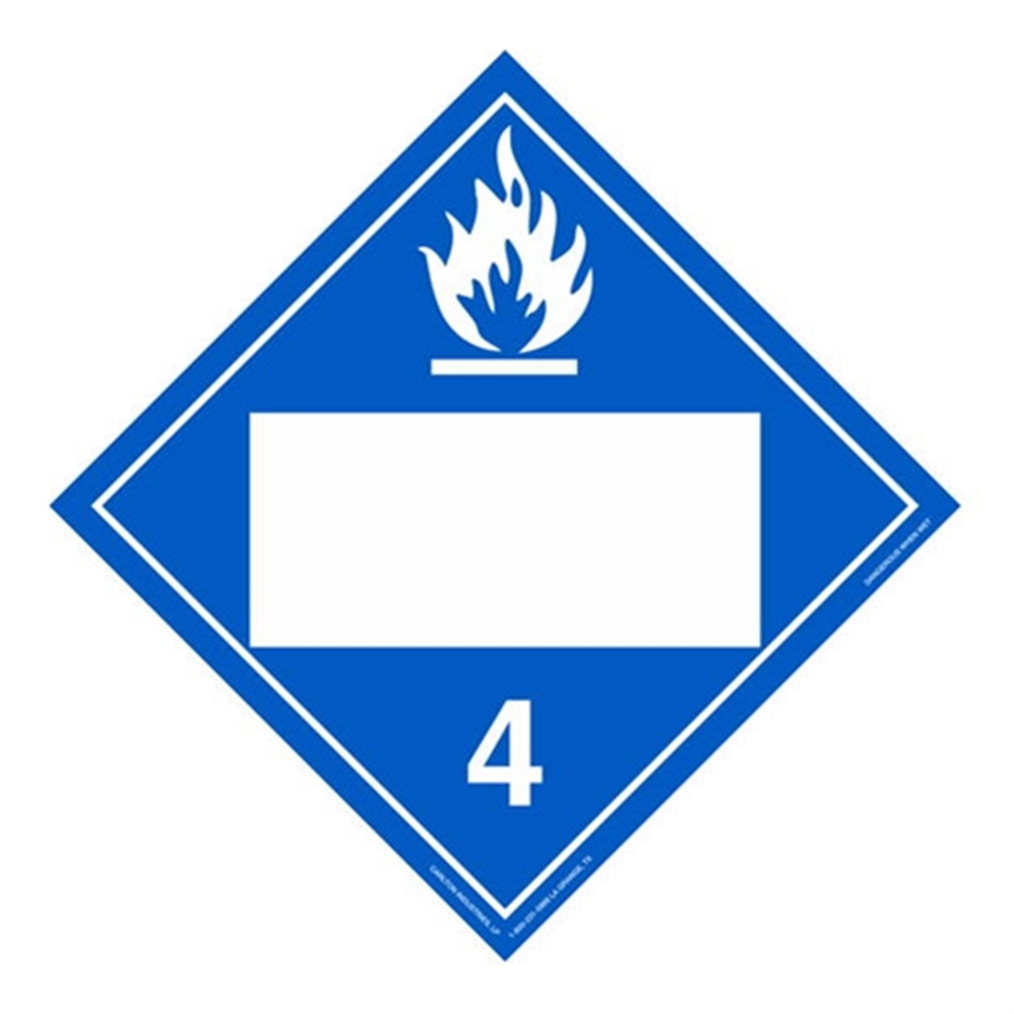 Class 4 - Dangerous When Wet Blank - Adhesive 10 3/4 x 10 3/4