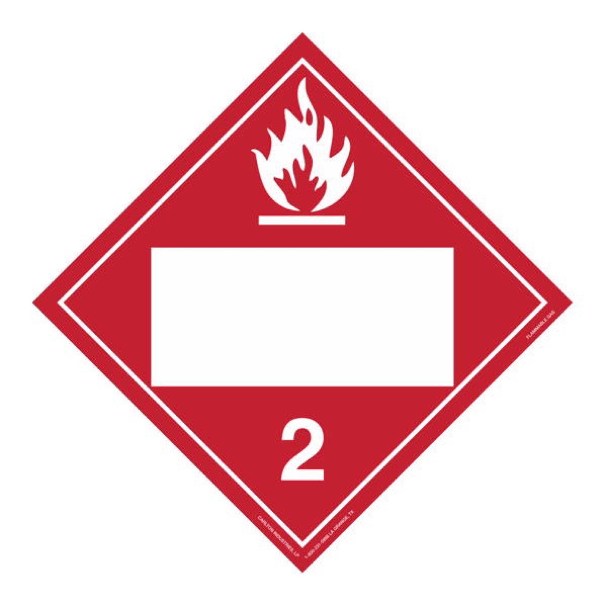 Class 2 - Flammable Gas Blank - Permanent Adhesive 10 3/4 x 10 3/4