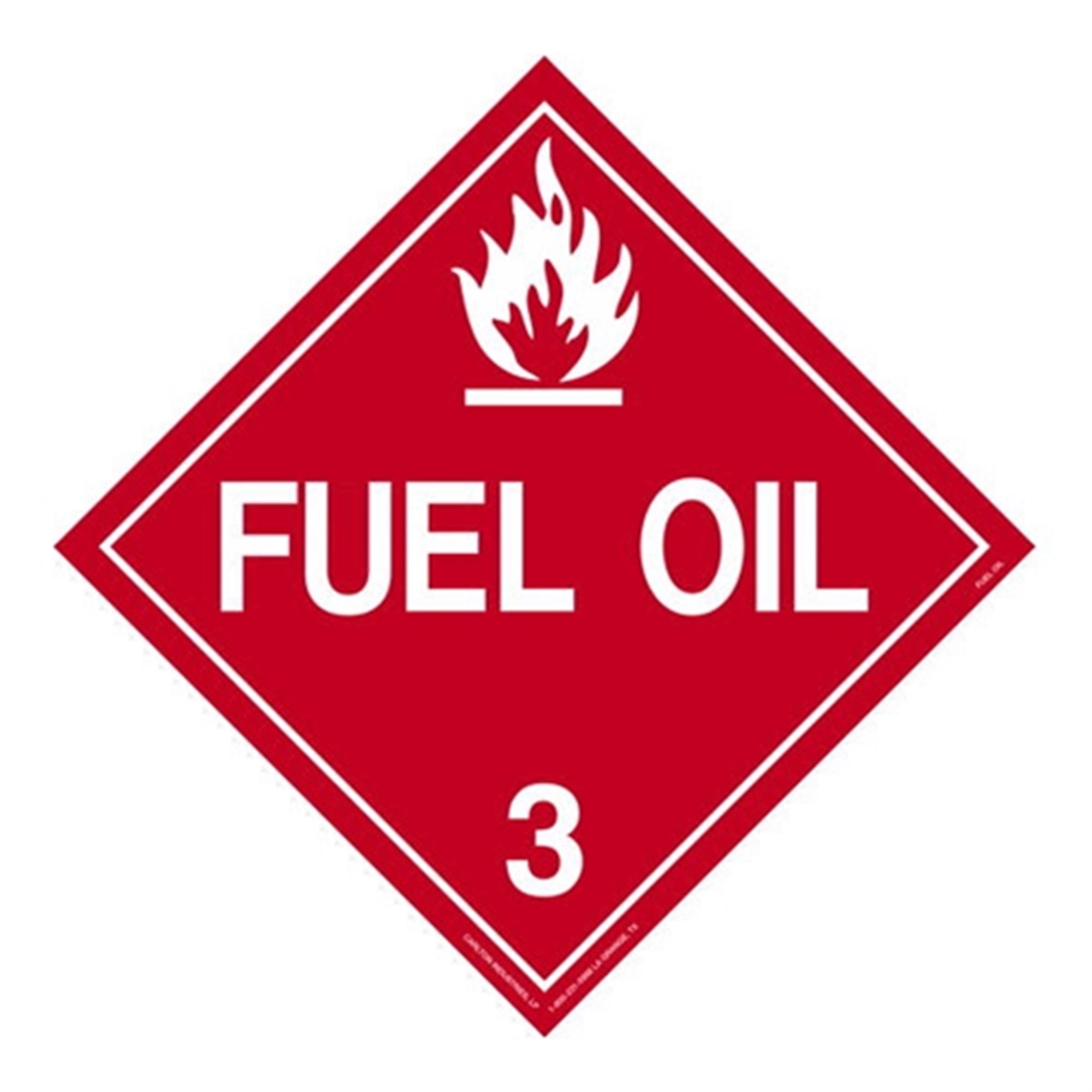 Class 3 - Fuel Oil Worded Placard | Carlton Industries