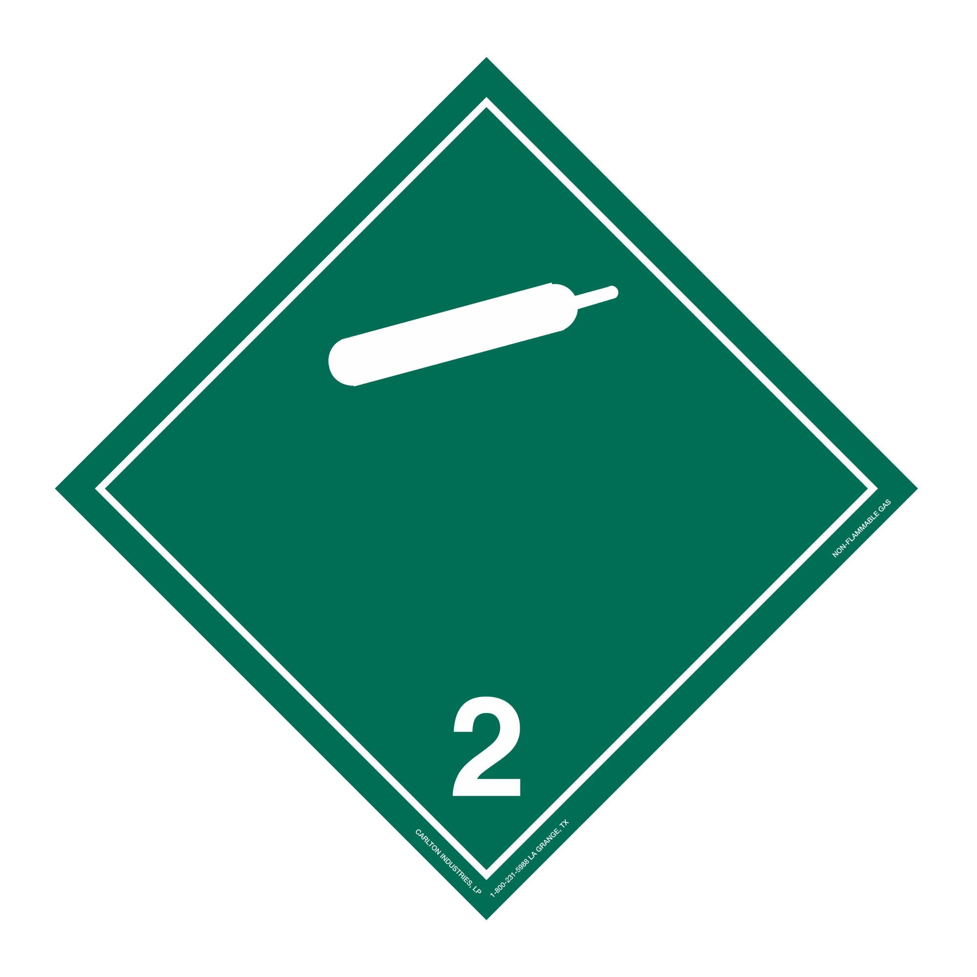 Class 2 - Non Flammable Gas Int'l Wordless Placard