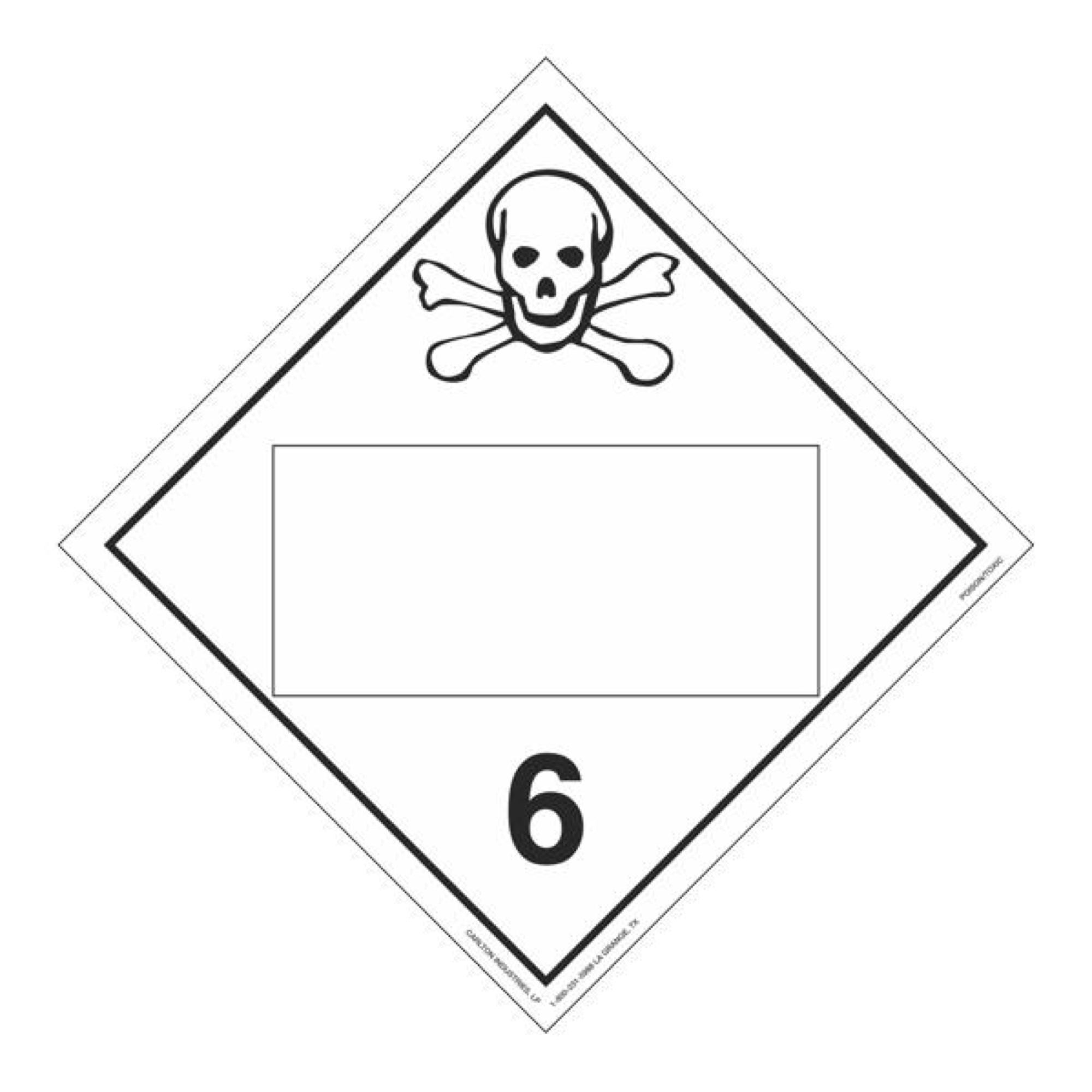 Class 6 - Toxic / Poison Blank - Rigid Vinyl 10 3/4 x 10 3/4