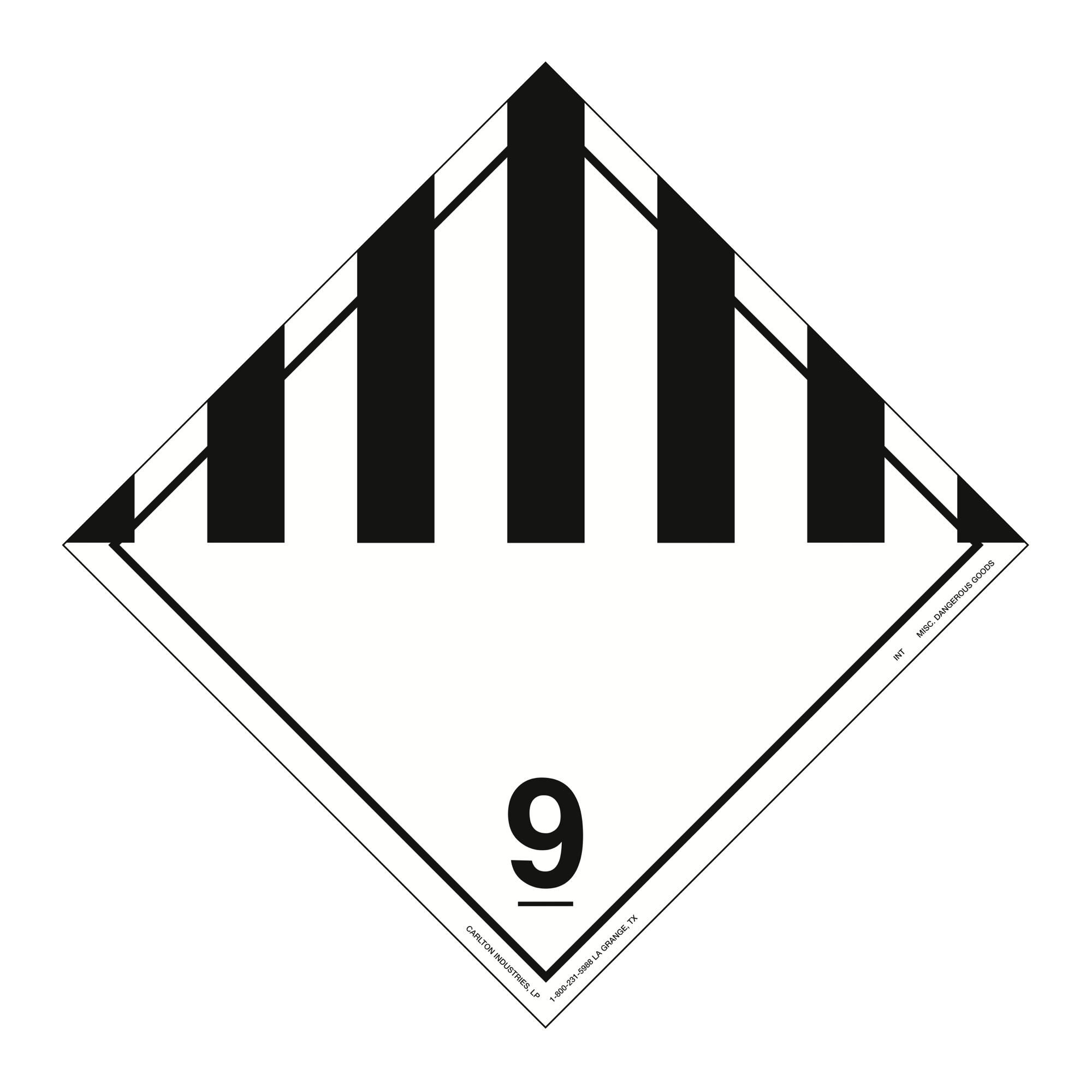 Class 9 - Misc Dangerous Goods Int'l Wordless Pld