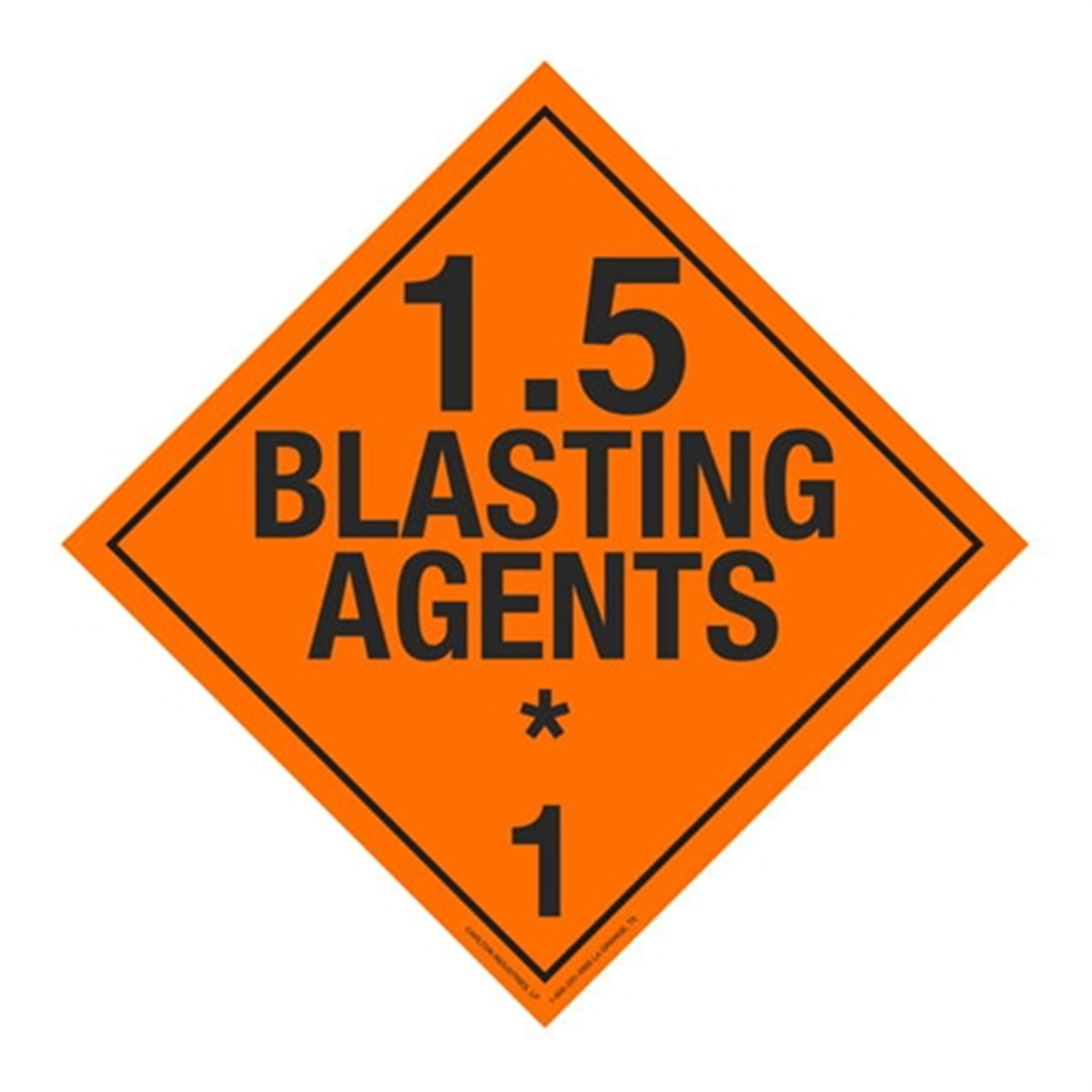 Class 1 - Blasting Agents 1.5D Placard | Carlton Industries