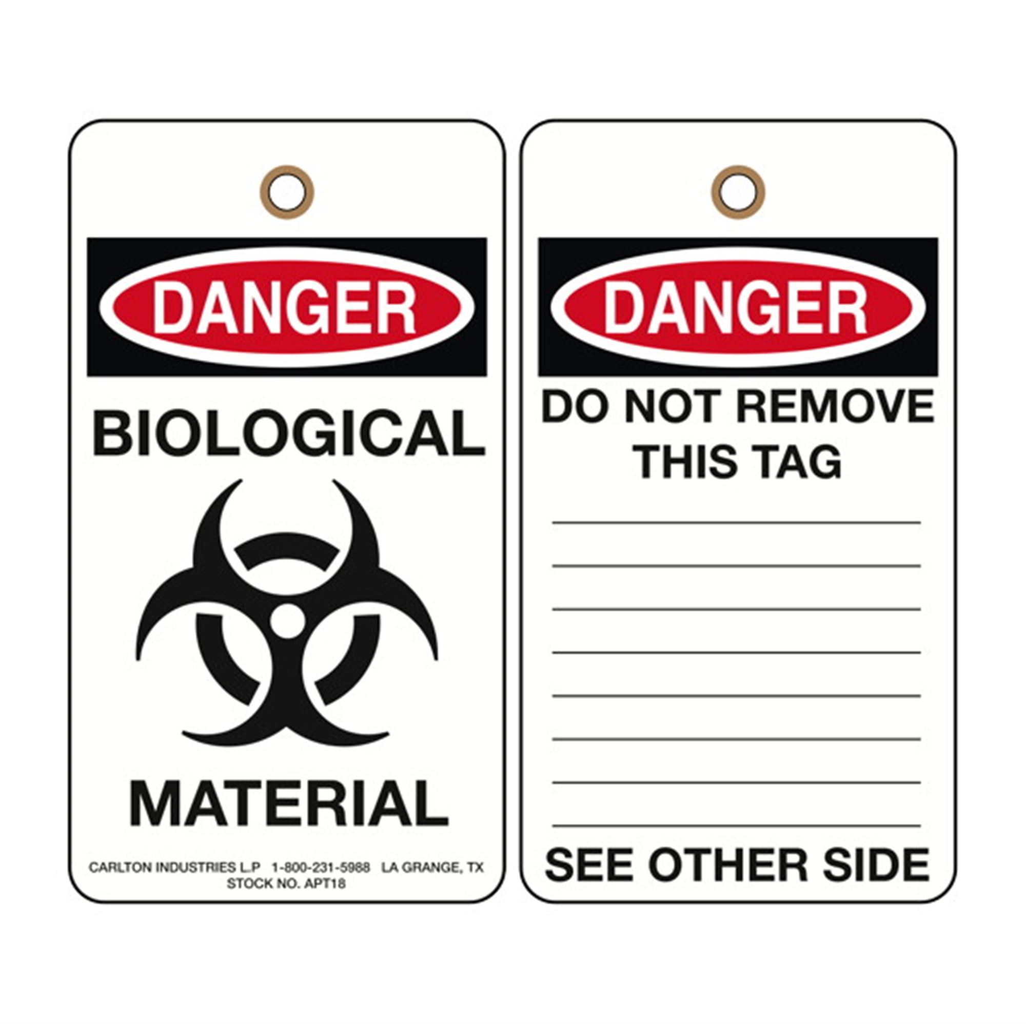 Danger Biological Material Tag | Carlton Industries