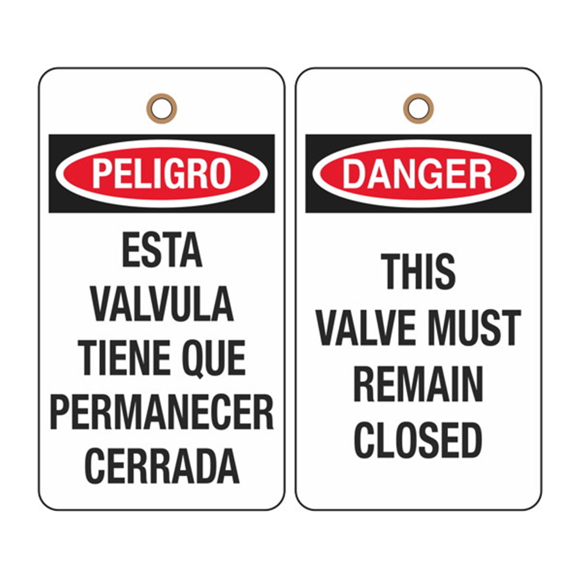 Danger This Valve Must Remain Closed (Bilingual) Tag | Carlton Industries
