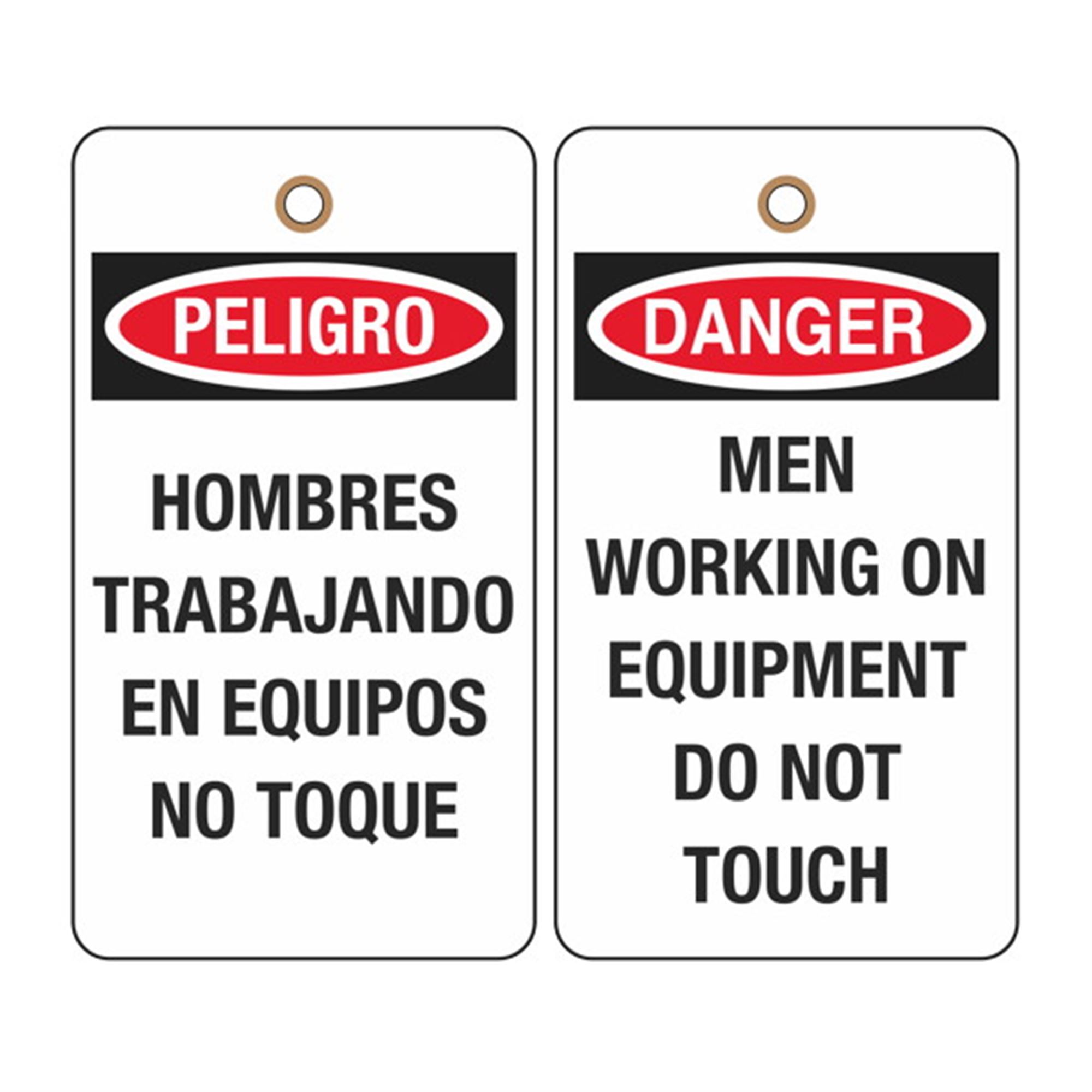 Danger Men Working On Equipment Do Not Touch (Bilingual) Tag | Carlton ...