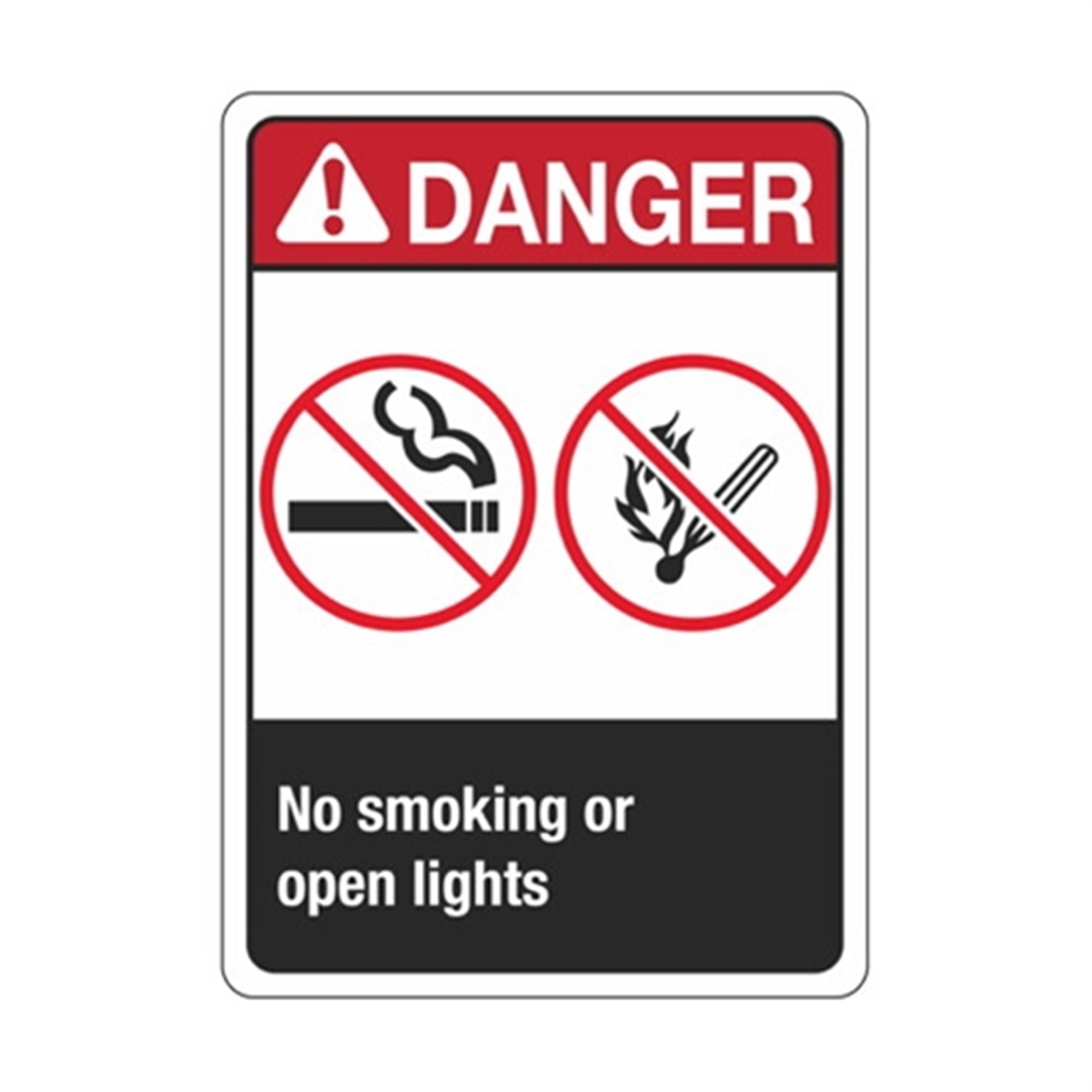 Danger No Smoking Or Open Lights Sign | Carlton Industries