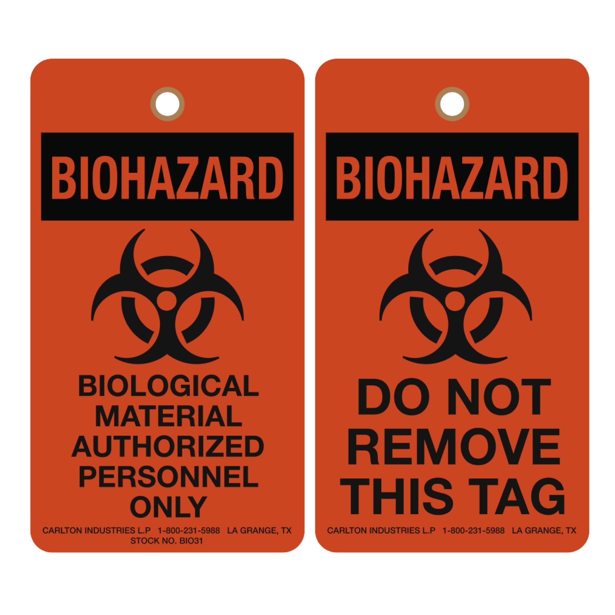 Biohazard Biological Material Authorized Personnel Only 3-1/8 x 5-5/8