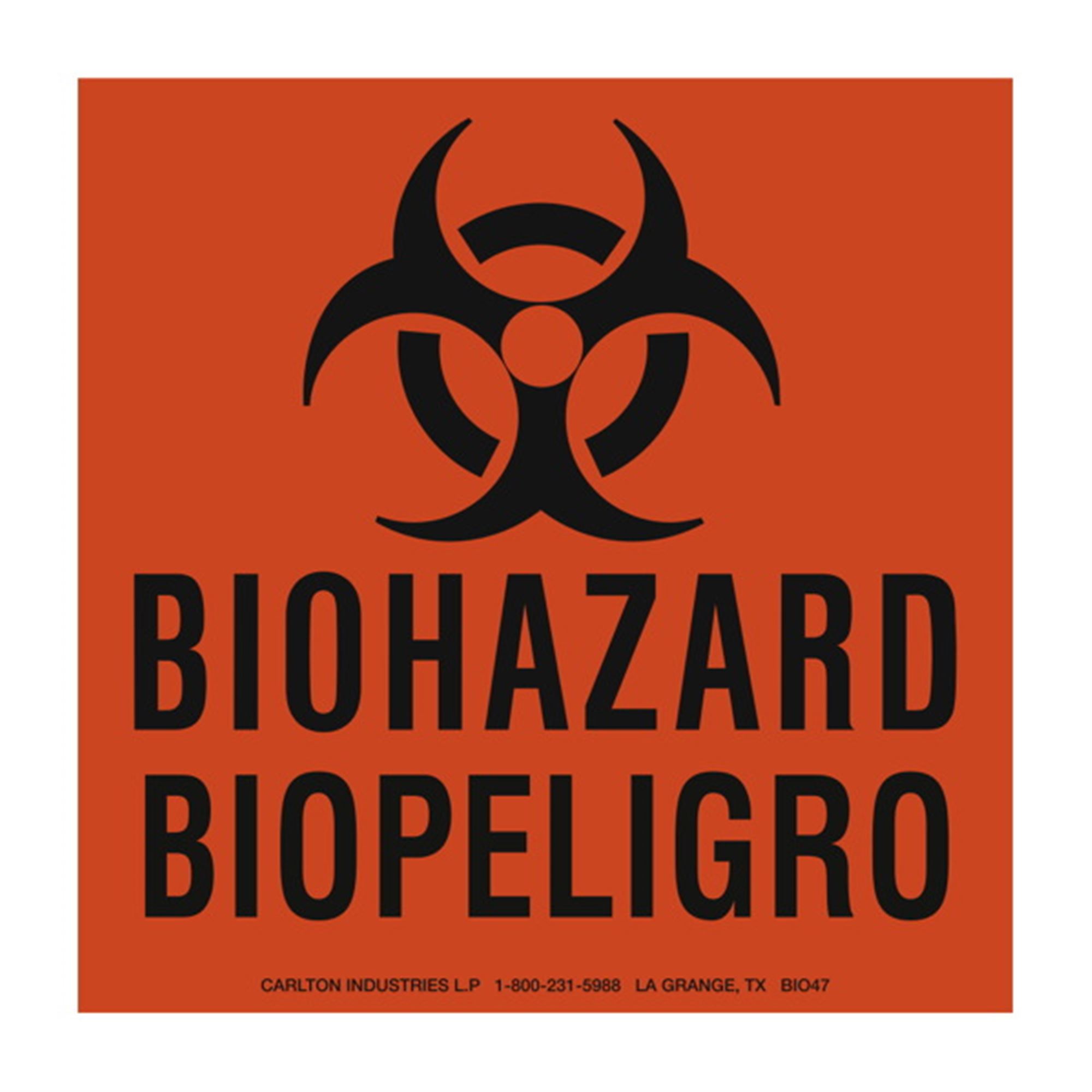 BioHazard/BioPeligro Bilingual BioHazard Labels 6 x 6