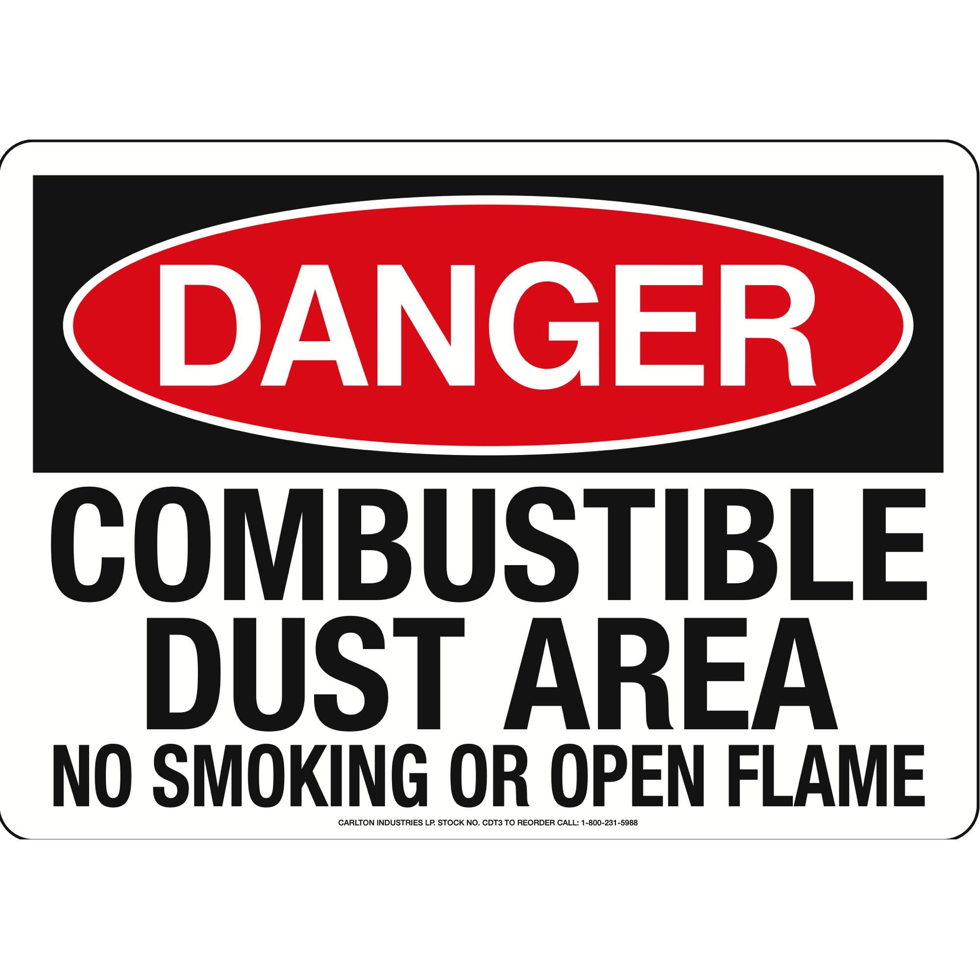 Combustible Dust Area No Smoking/ Open Flame Sign | Carlton Industries