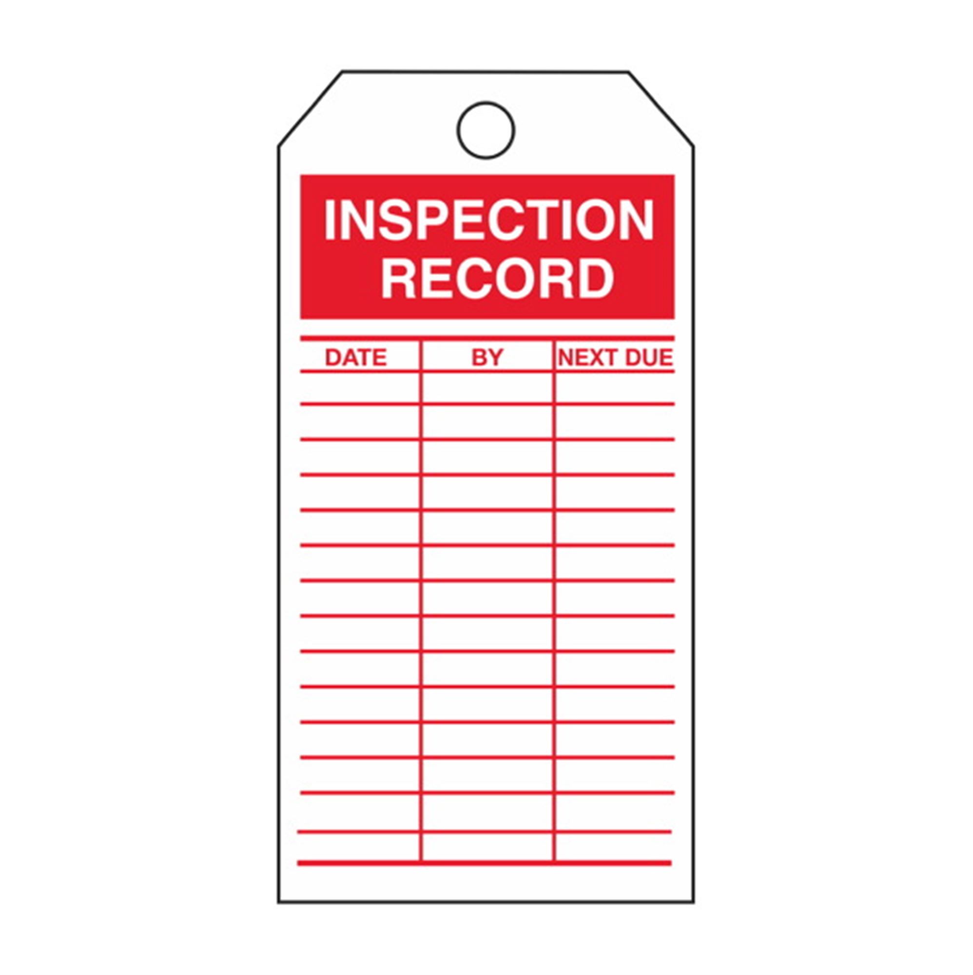 Inspection Record - Red Cardstock Tag | Carlton Industries