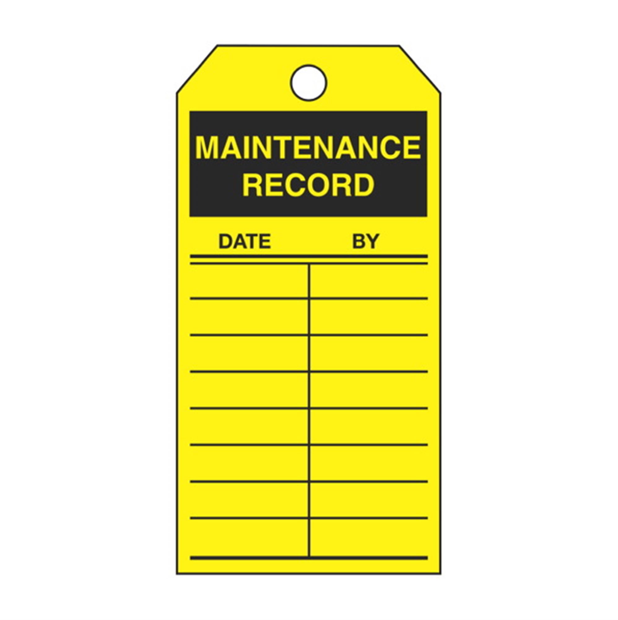 Maintenance Record - Yellow Cardstock Tag | Carlton Industries