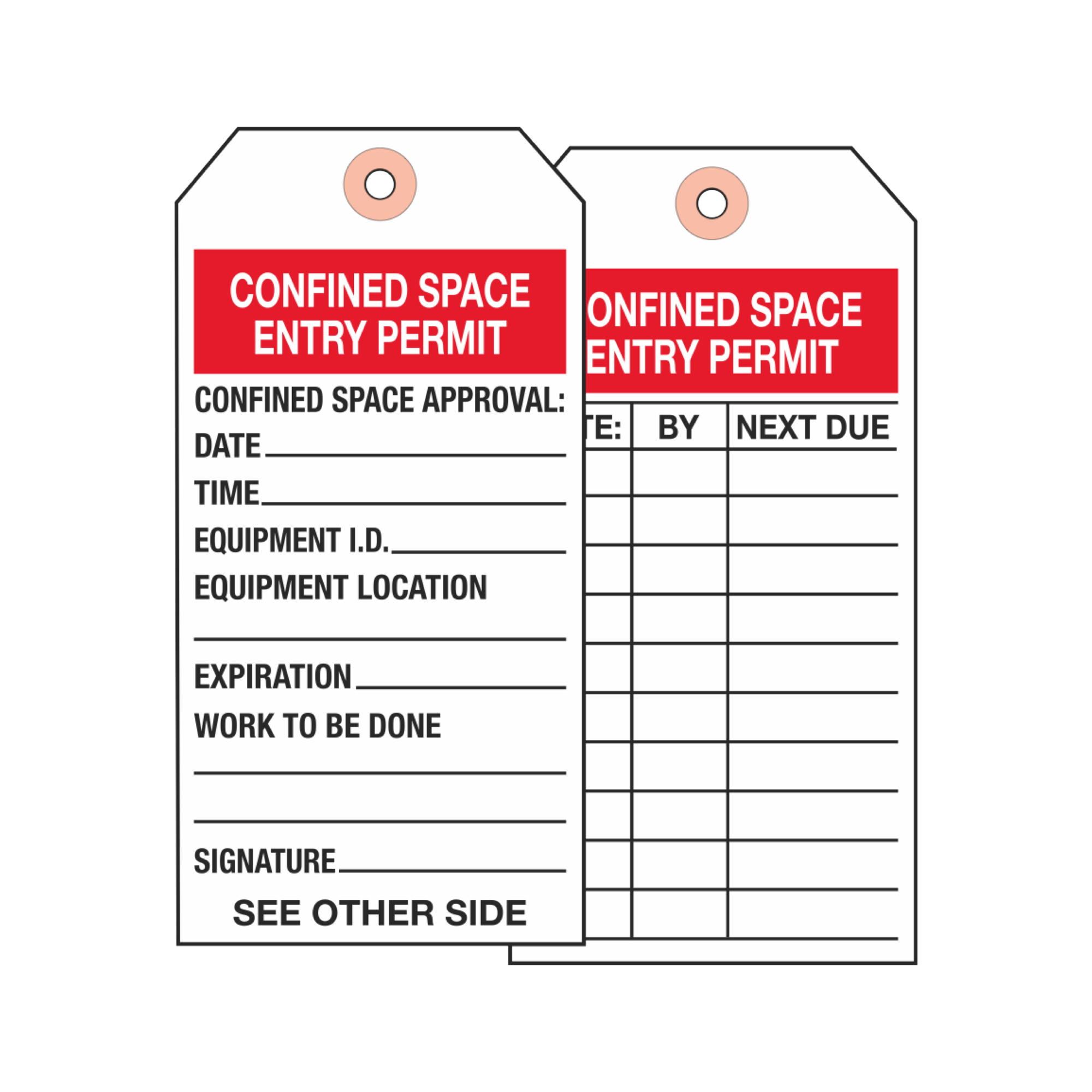 Confined Space Entry Permit Tag - Cardstock | Carlton Industries