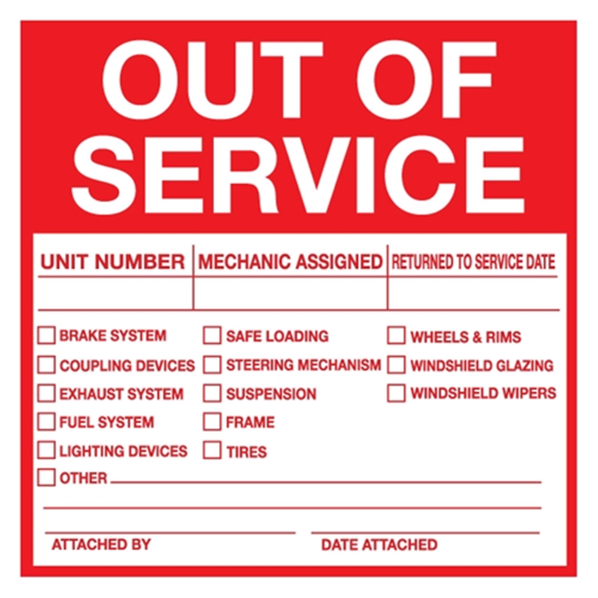 Out of Service Vinyl Label - 6" x 6" | Carlton Industries