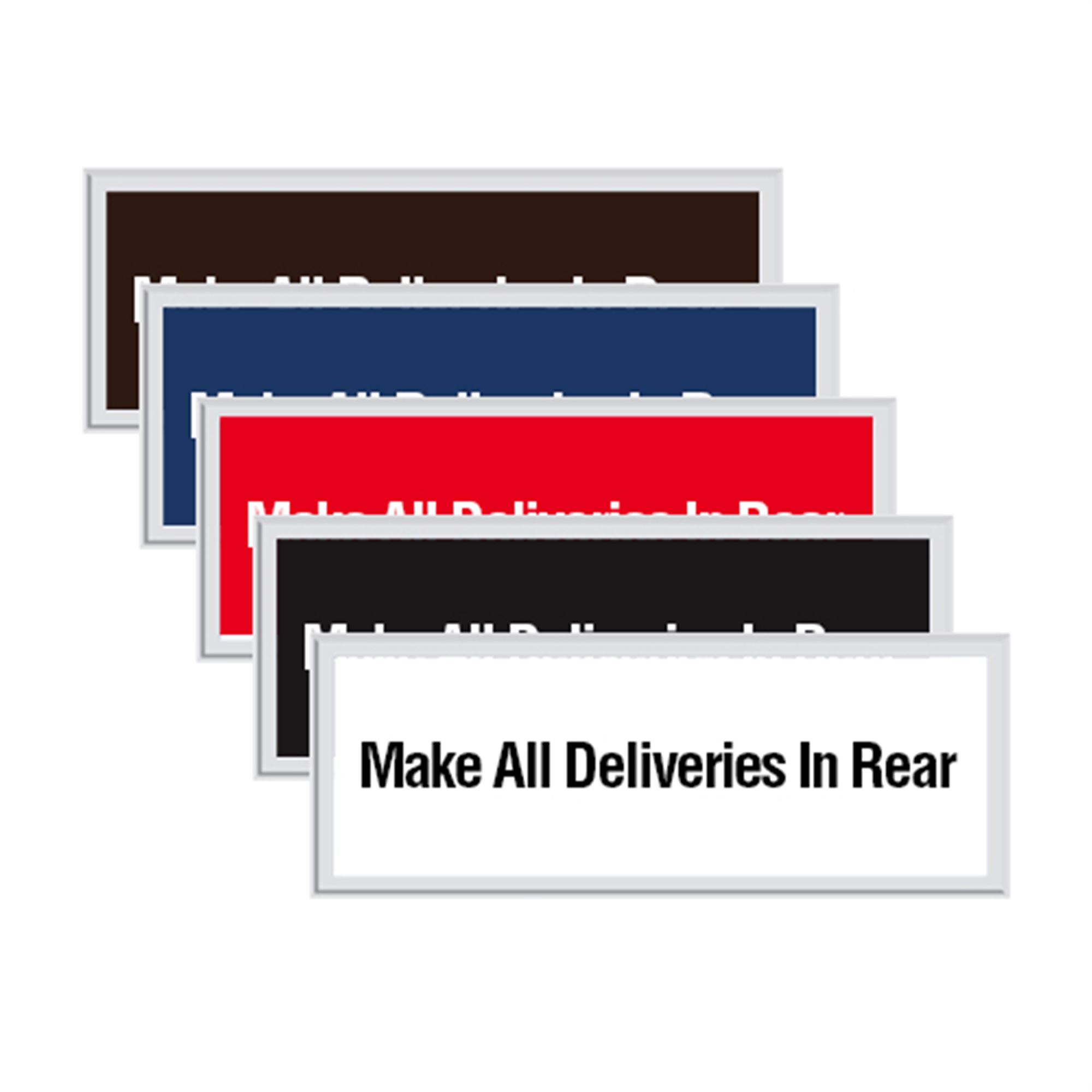 Engraved Door Sign - Make All Deliveries In Rear | Carlton Industries