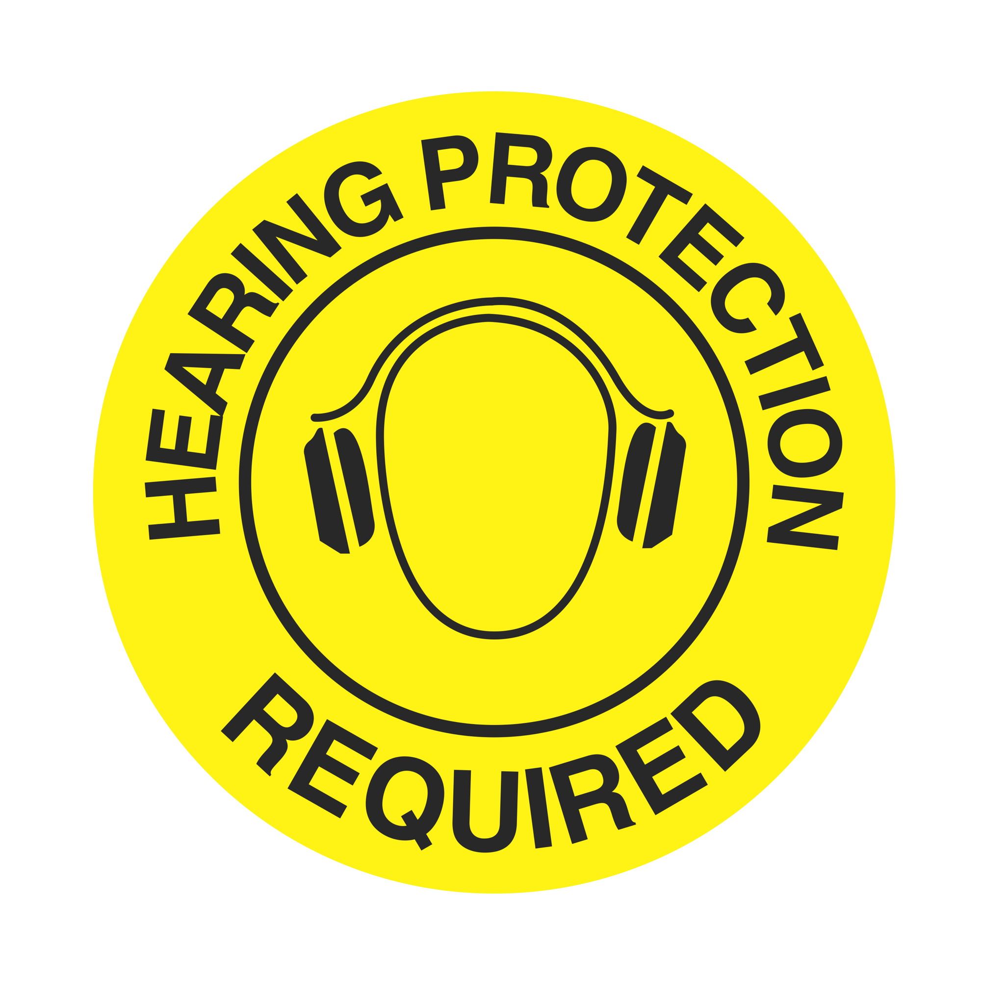 Anti-Slip Floor Decals - Hearing Protection Required 18 inch diameter