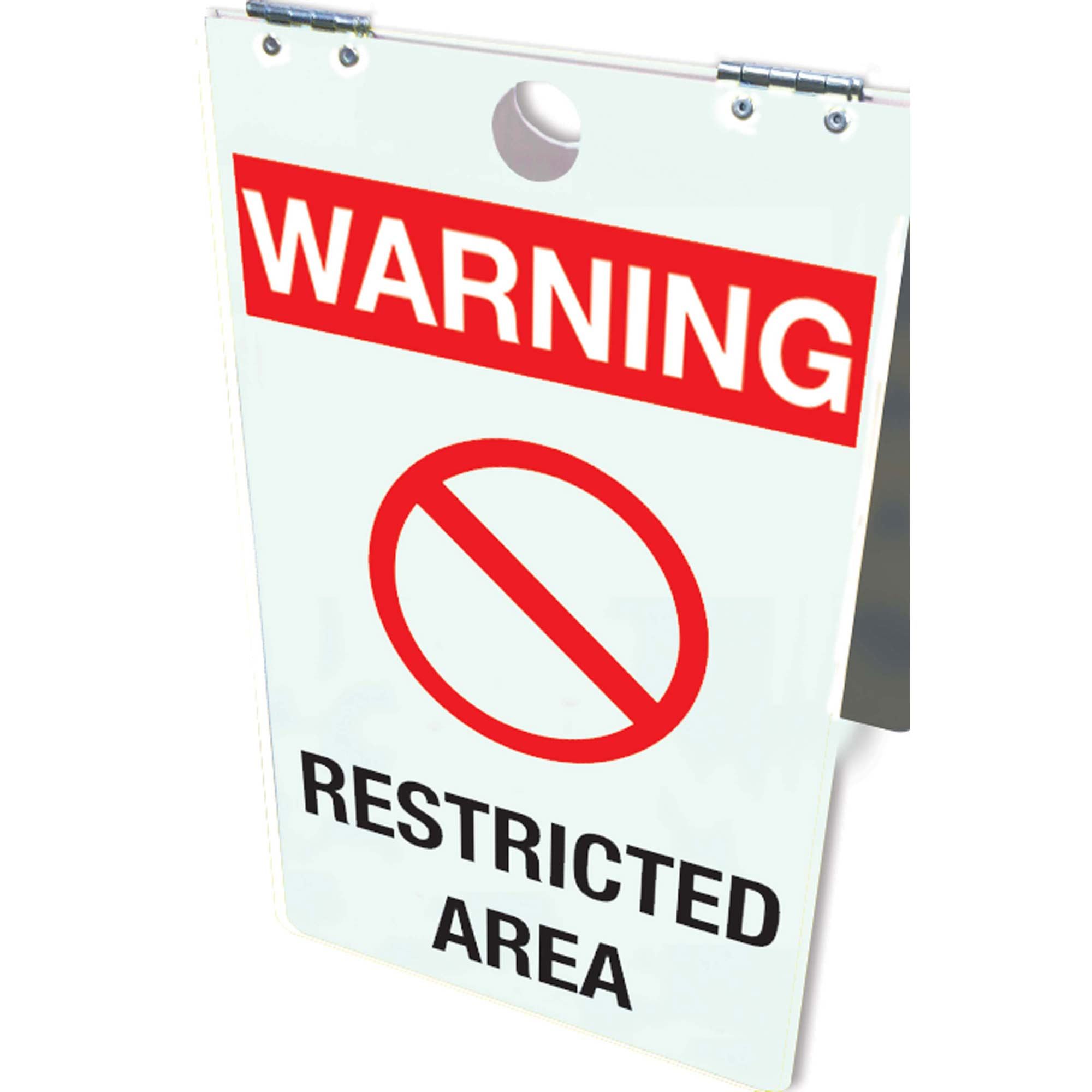 Warning Restricted Area 12" x 20" Floor Stand Sign | Carlton Industries