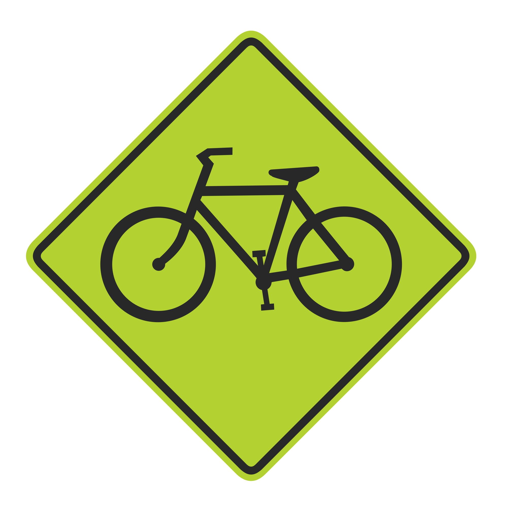 Bike Crossing Graphic Diamond Sign 30" x 30" | Carlton Industries