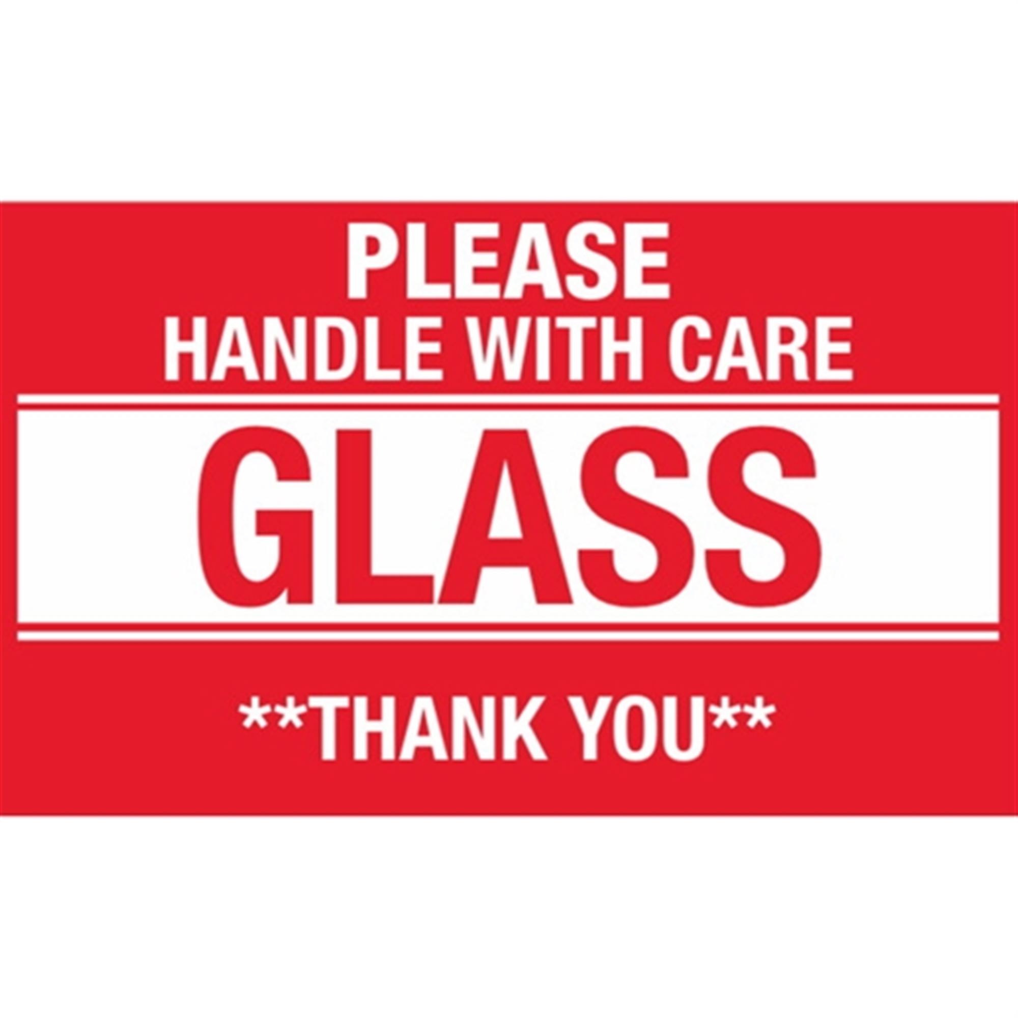 Please Handle With Care Glass Thank You Small 2 X 3