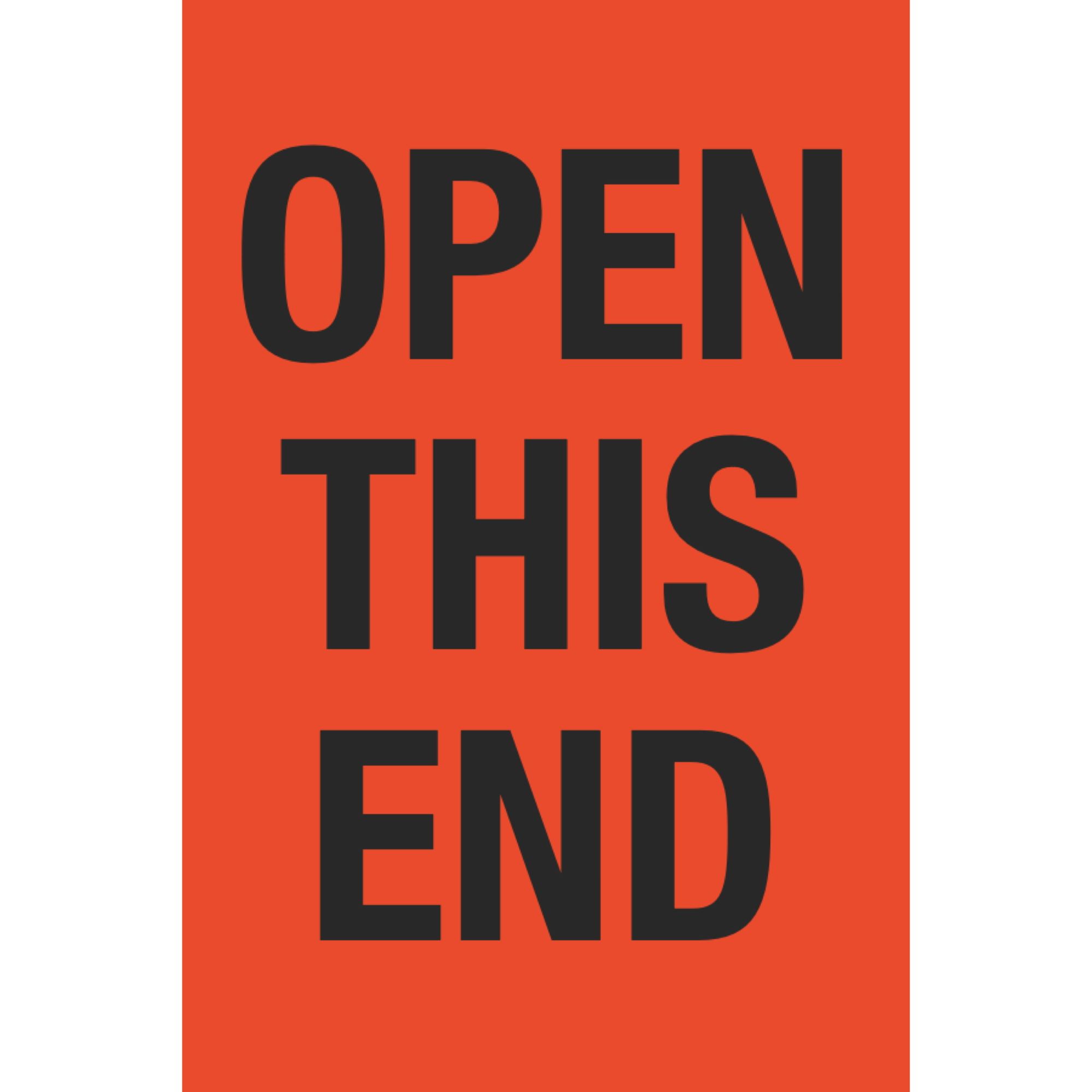 Open This End - Fluorescent Shipping Label | Carlton Industries
