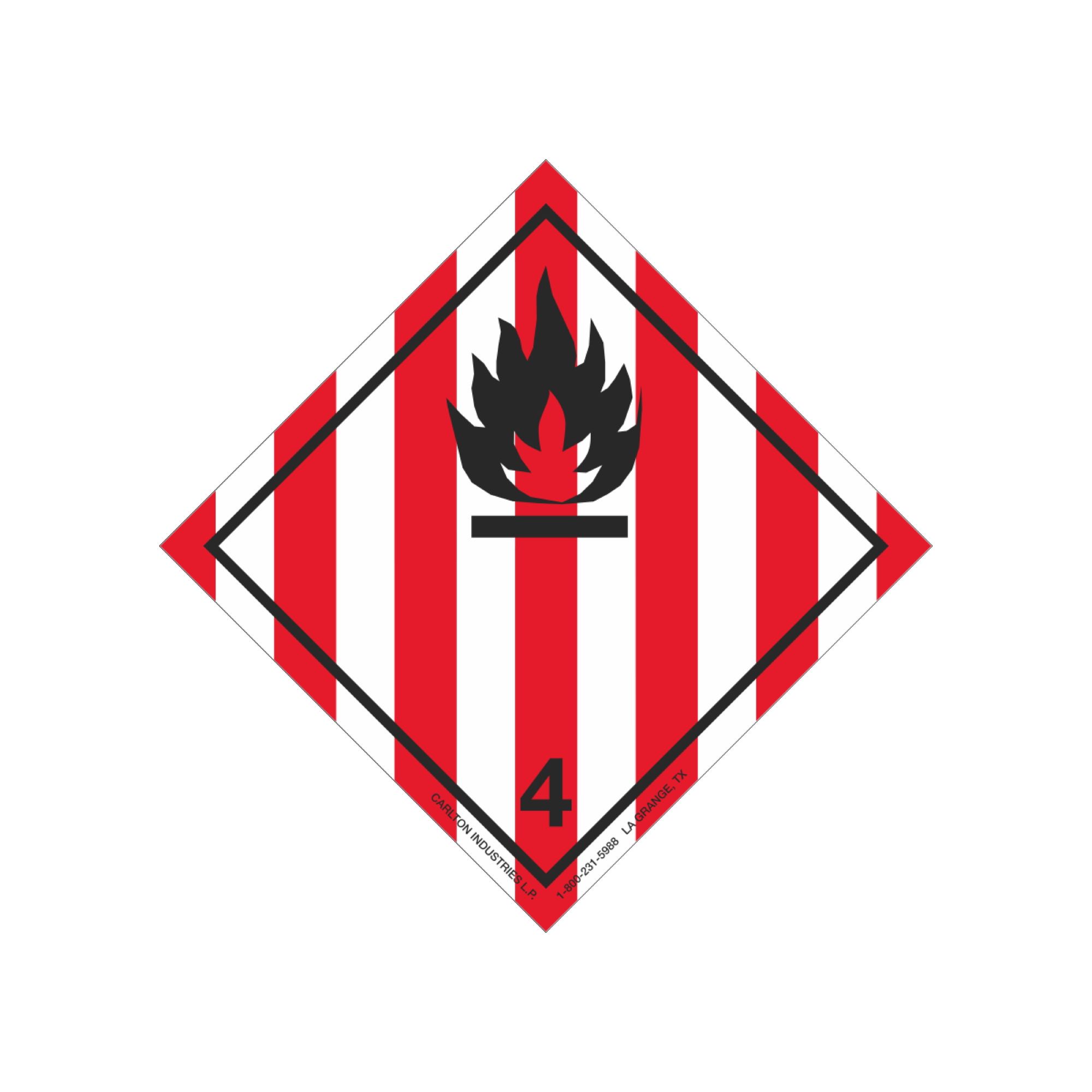 GHS Class 4 Flammable Solid Label Transport Pictogram 2 Inch