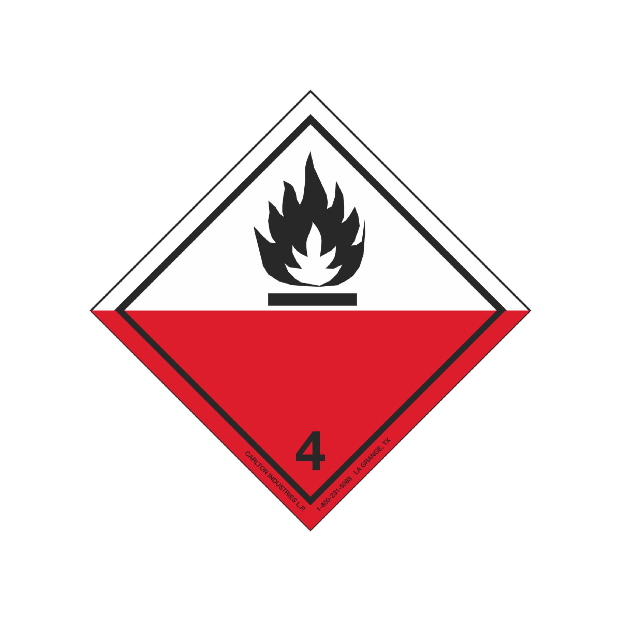 GHS Class 4 Spontaneously Combustible Label Transport Pictogram 2 Inch