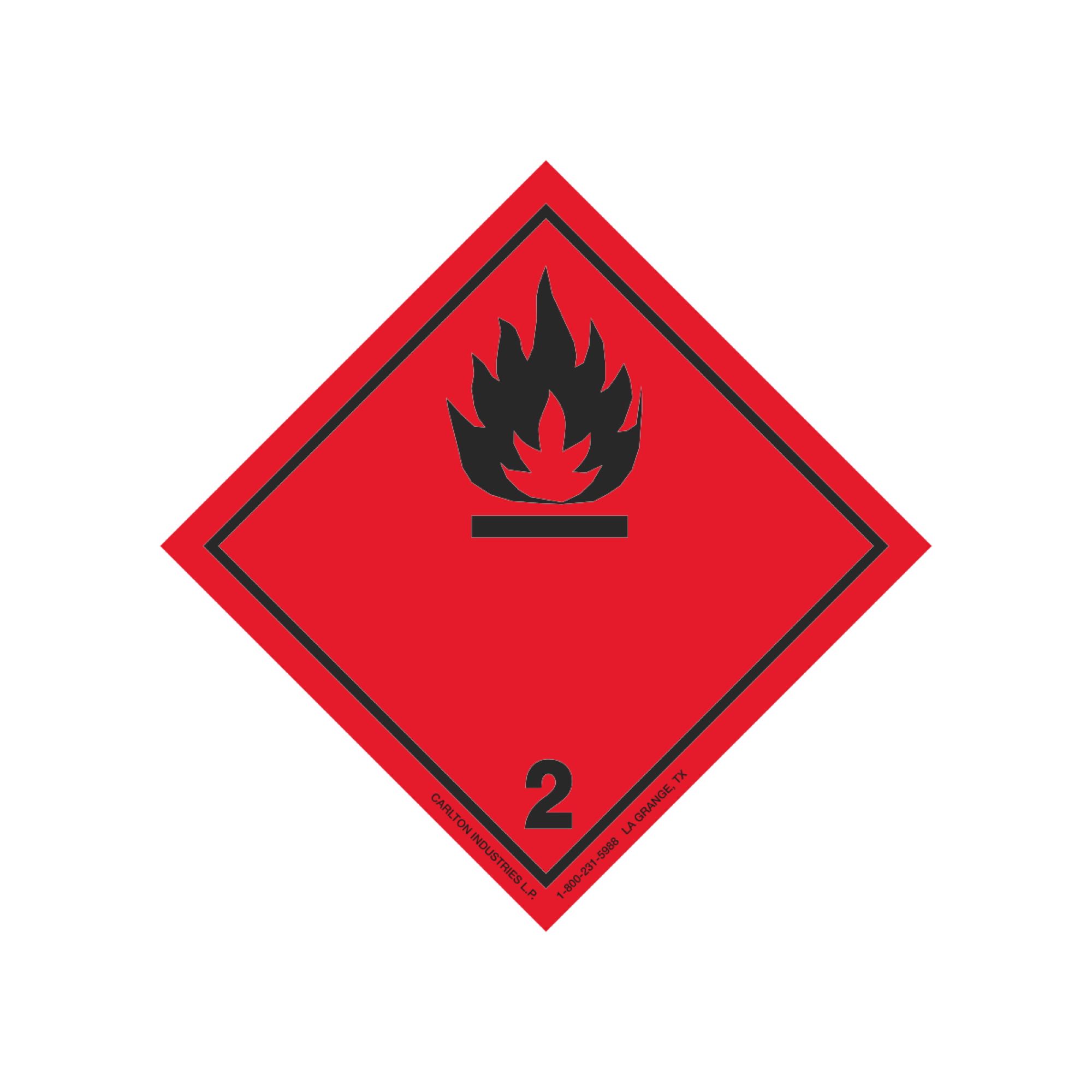 GHS Class 2 Flammable Gas (Black Flame) Label Transport Pictogram 4 Inch