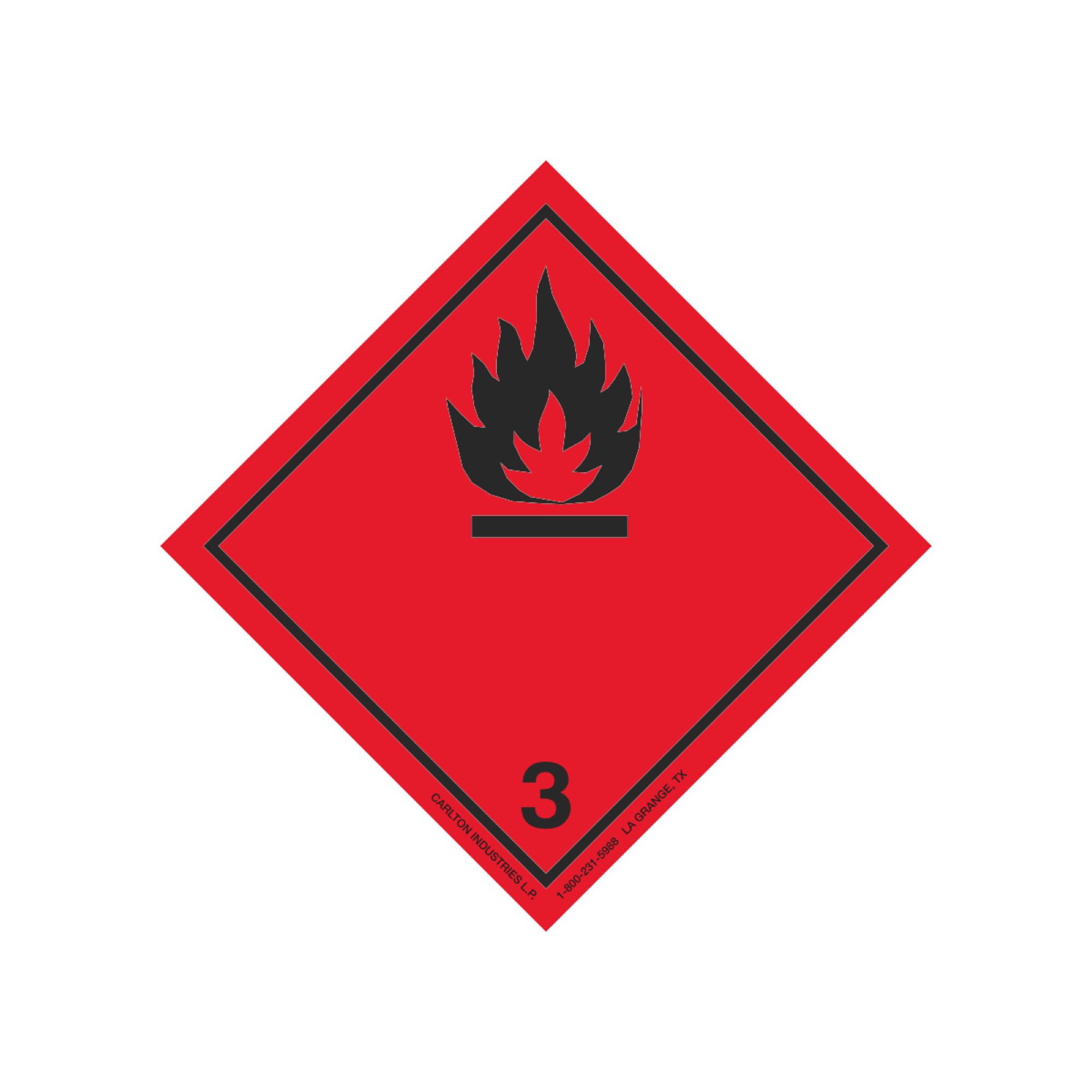 GHS Class 3 Flammable Liquid (Black Flame) Label Transport Pictogram 2 Inch