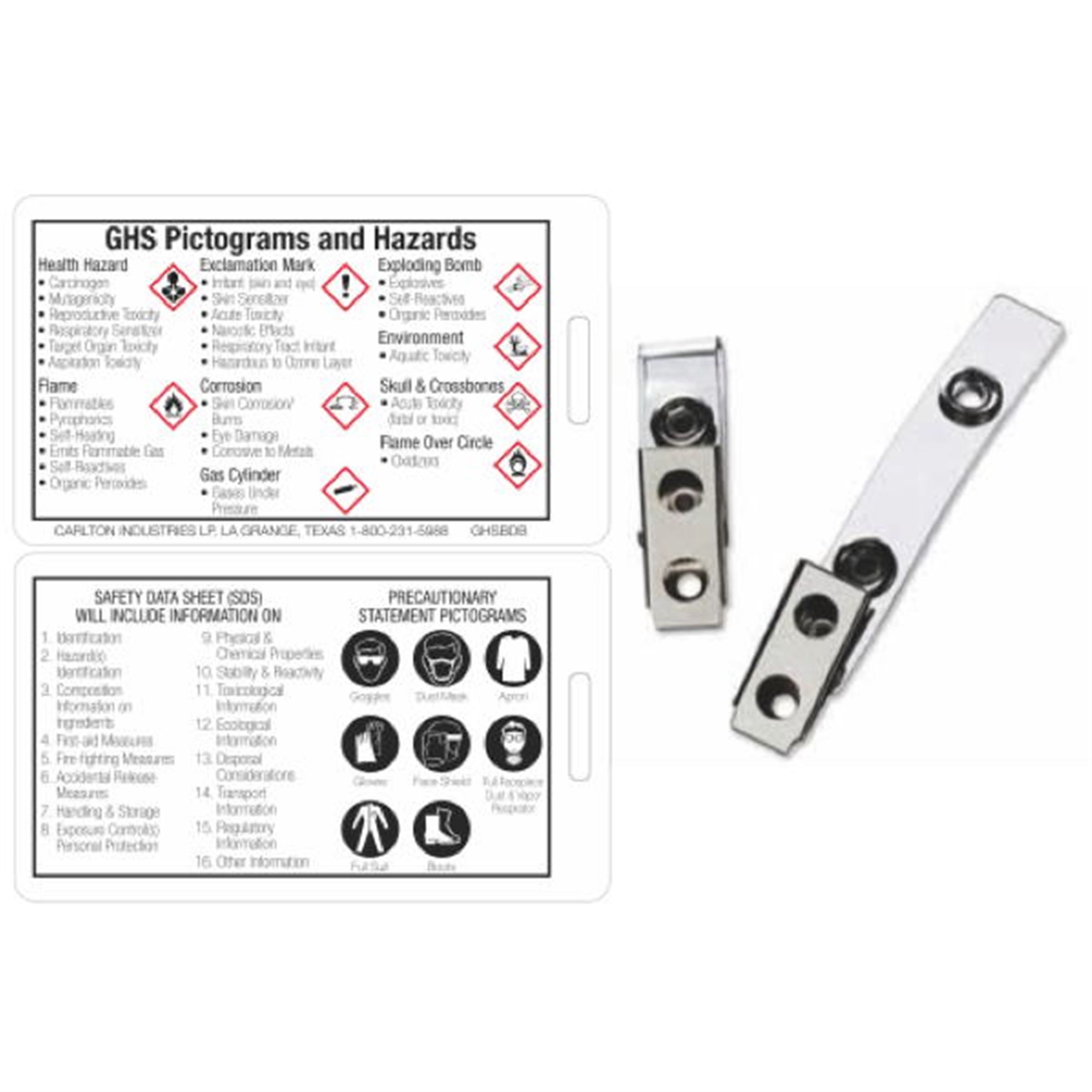 GHS/SDS Badges and Pocket Cards | Carlton Industries