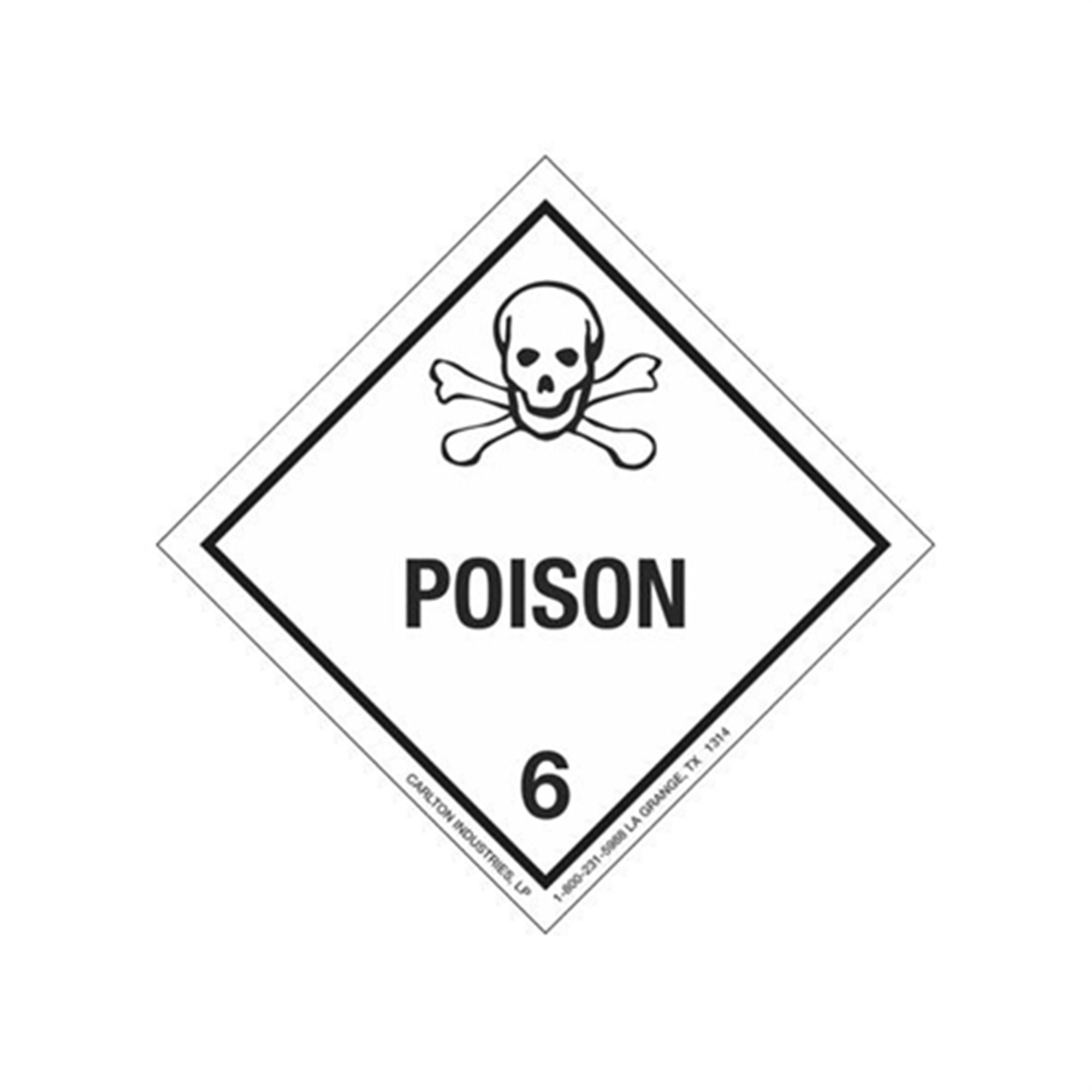 Poisonous Material Shipping Label - 4 x 4 Roll of 500