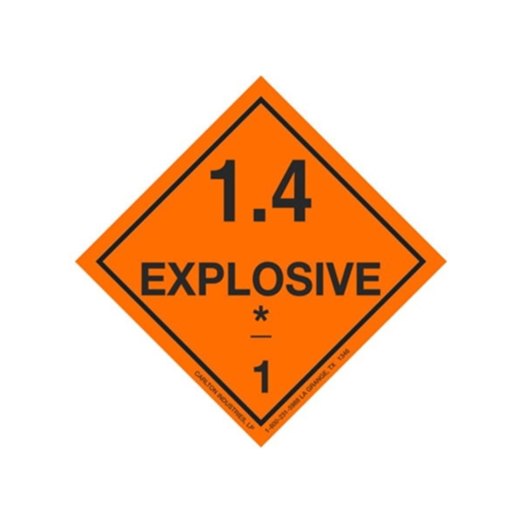 Hazardous Shipping Label - Class 1 Explosive 1.4 | Carlton Industries