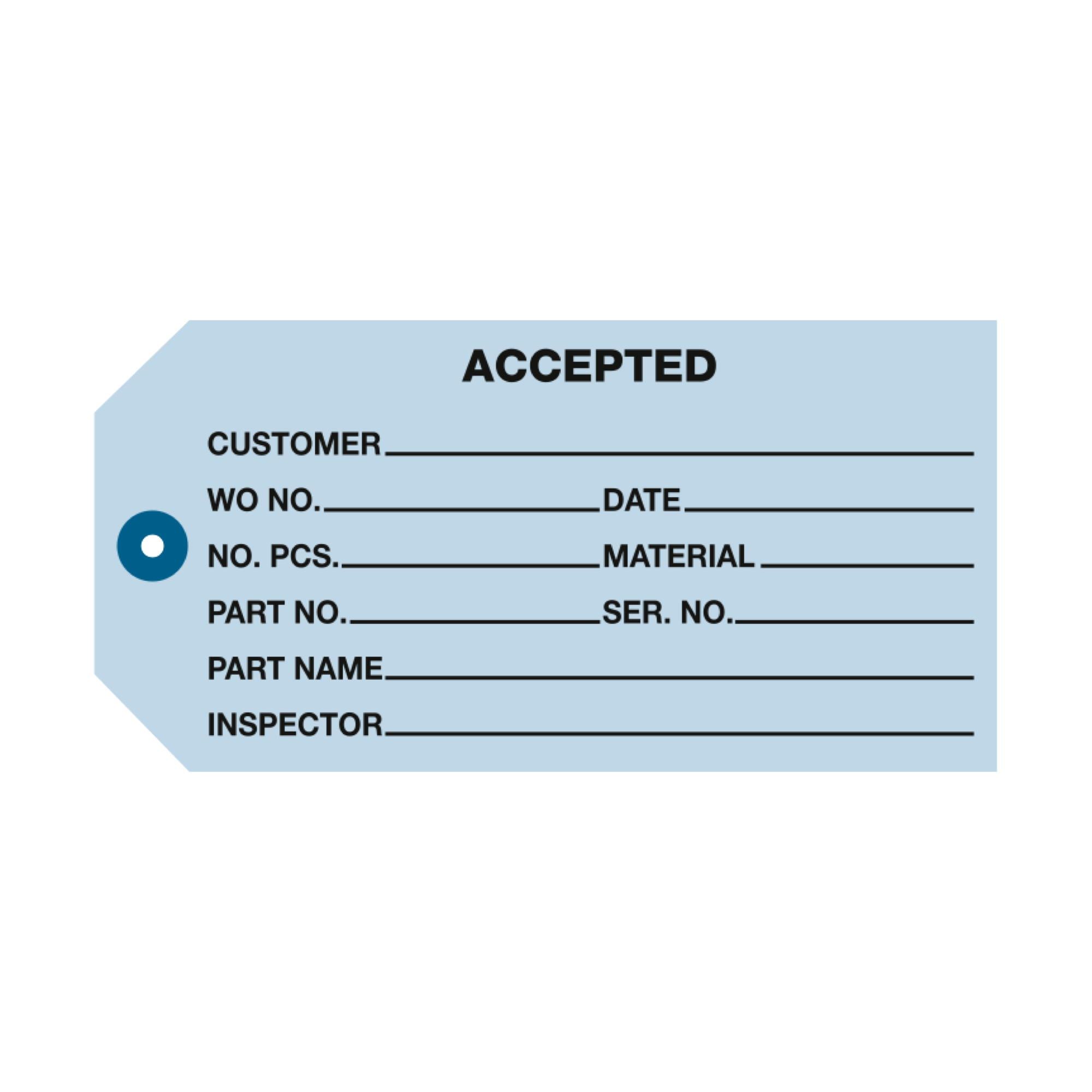 Inspection/Repair Tag - Blue - Accepted | Carlton Industries