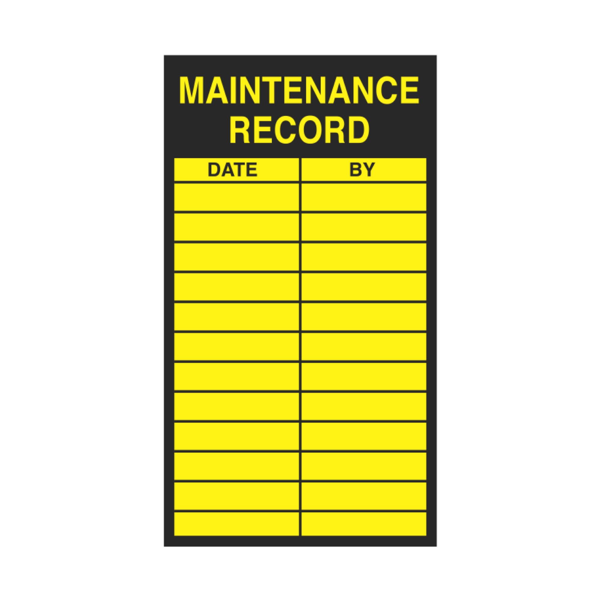 Maintenance Record - Decal | Carlton Industries