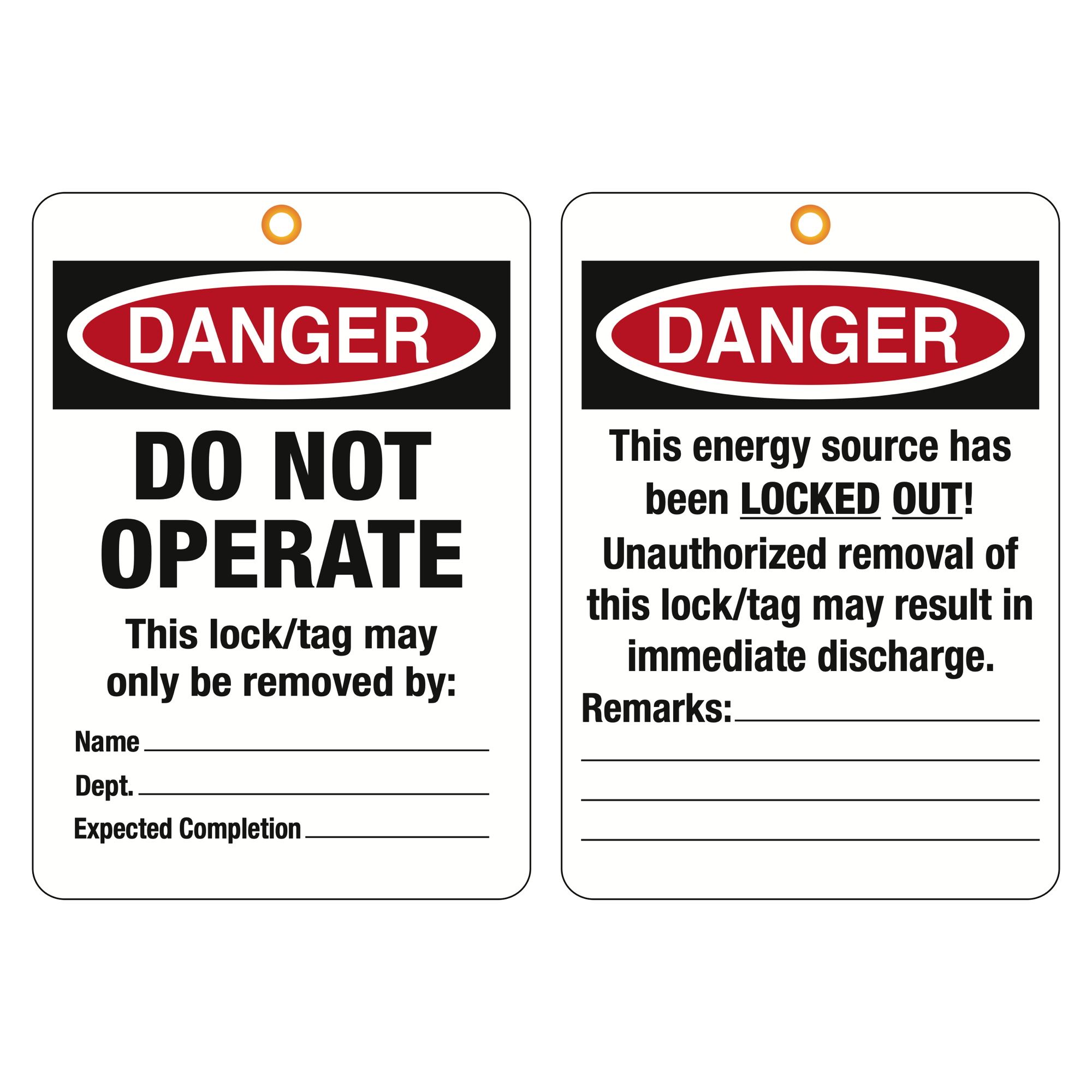 Jumbo Safety Tags Do Not Operate This Lock/Tag | Carlton Industries